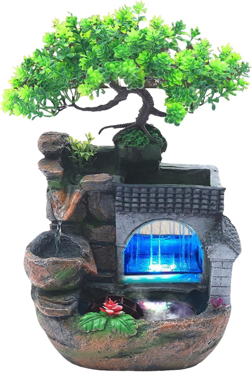 Tabletop Waterfall Fountain, Indoor Waterfall Meditation Fountain with ...
