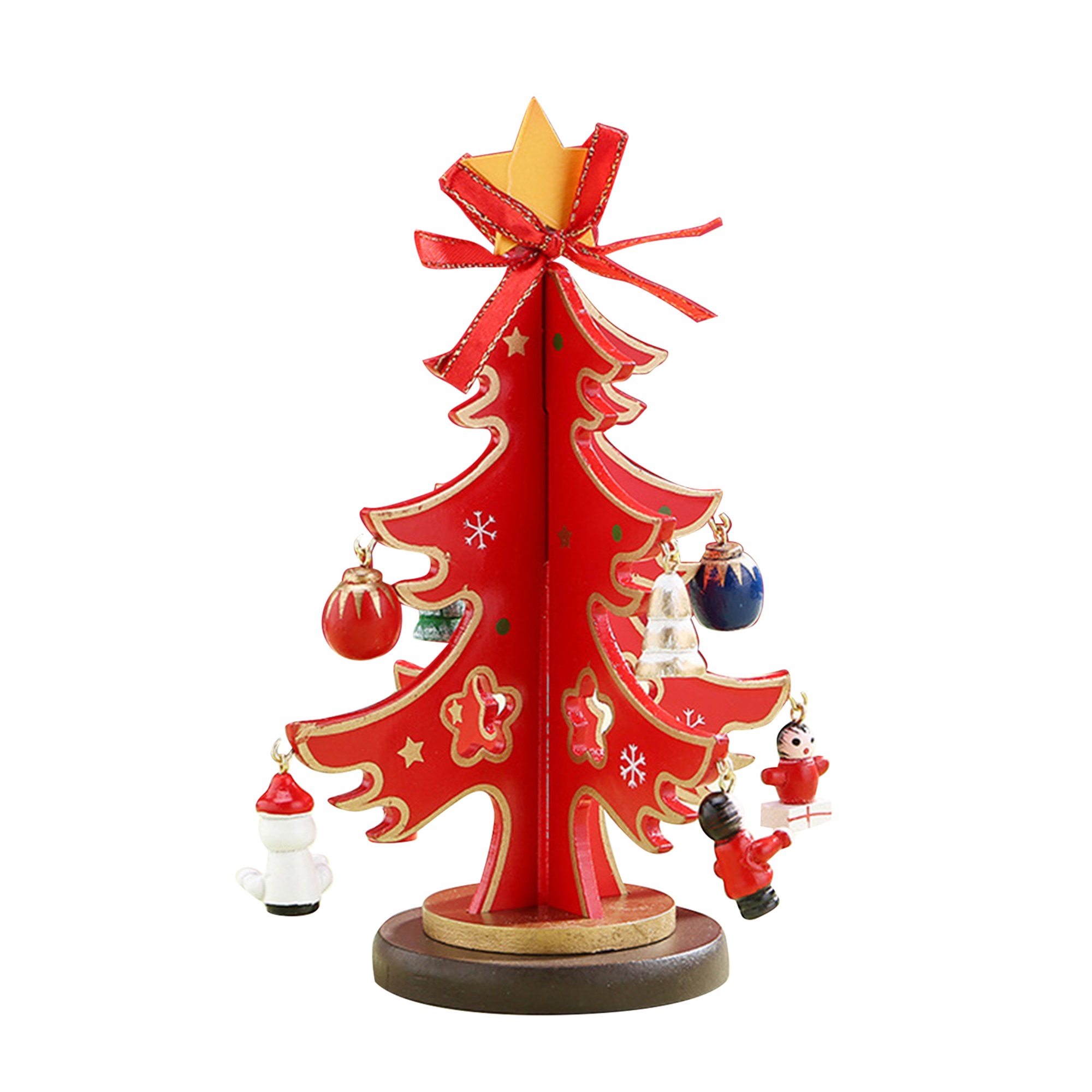 Tabletop Wooden Christmas Tree Desktop Tree with Mini Ornaments Mini ...
