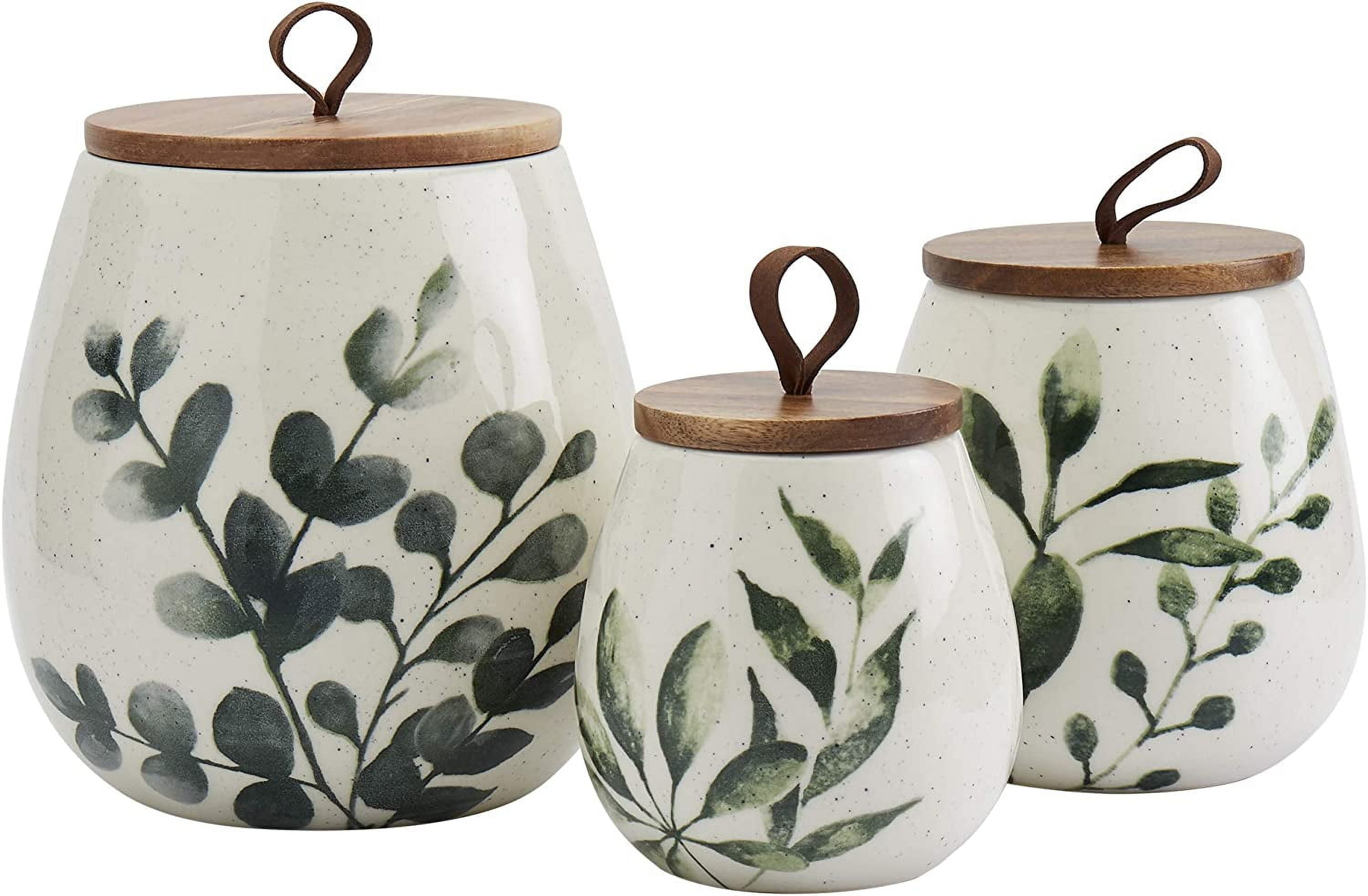 Tabletops Ceramic Canister Collection- Stoneware Designed Kitchen ...