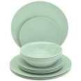 Tabletops Gallery 12 Piece Light Green Melamine Dinnerware Set Plates ...