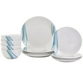 Free Shipping! Tabletops Gallery 12 Piece Marina White Teal Ceramic ...