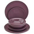 Tabletops Gallery 12pc Boysenberry Melamine Dinnerware Set, Lightweight ...