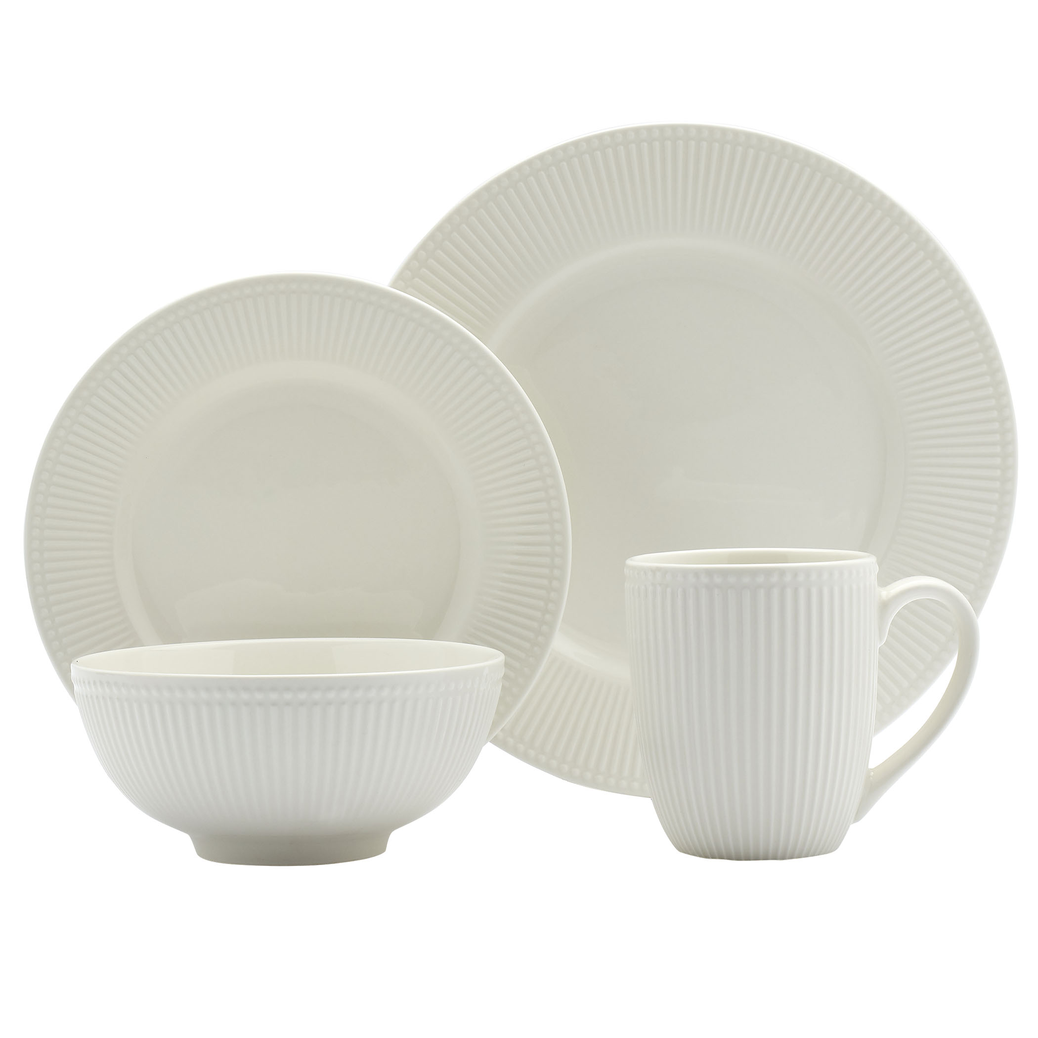 Better Homes & Gardens 16 Piece Square Porcelain Dinnerware Set, White ...