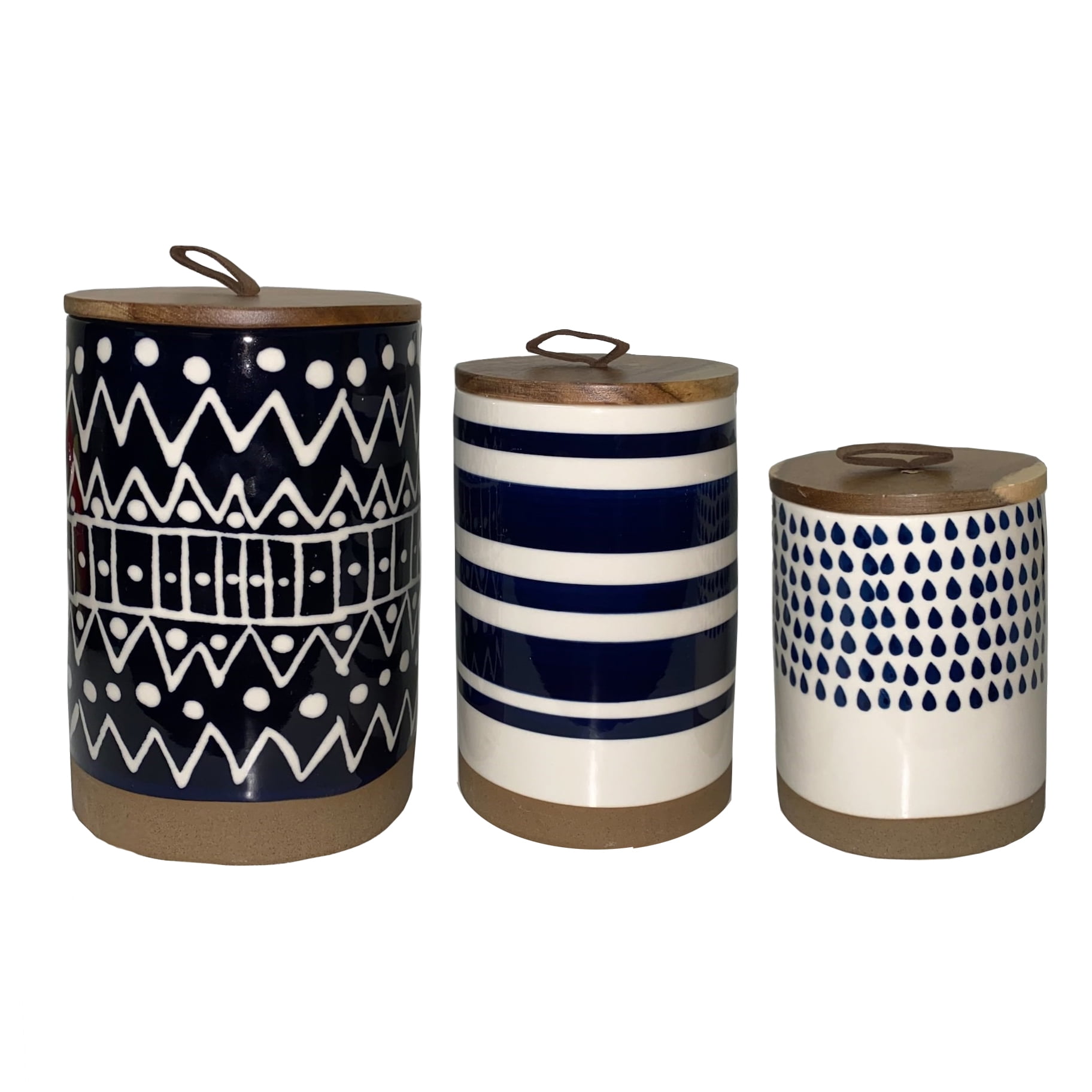 Tabletops Gallery Ceramic Kitchen Decorative Canisters Set of 3, Modern ...