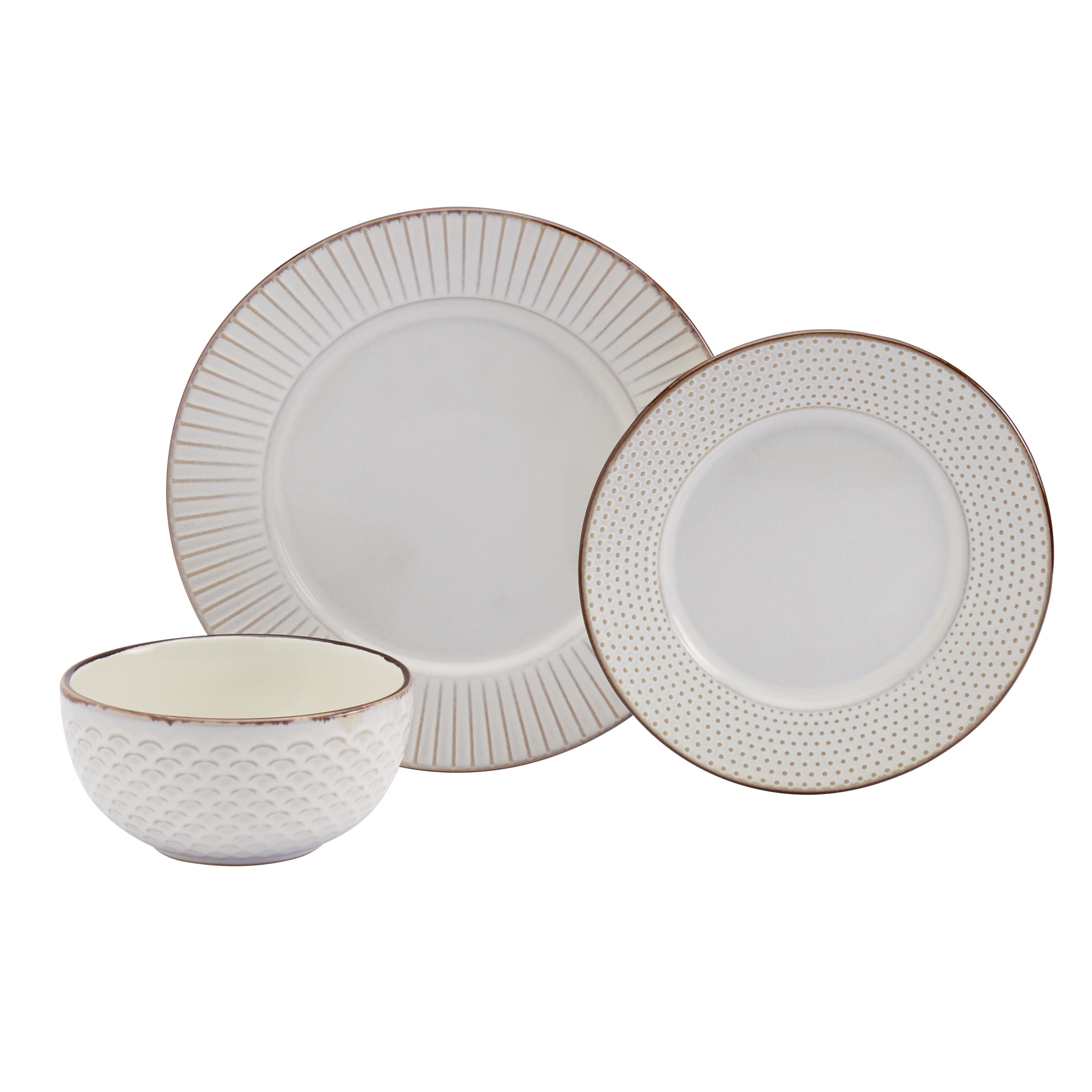 Tabletops Gallery Monroe 12 Piece Embossed Stoneware Dinnerware Set ...
