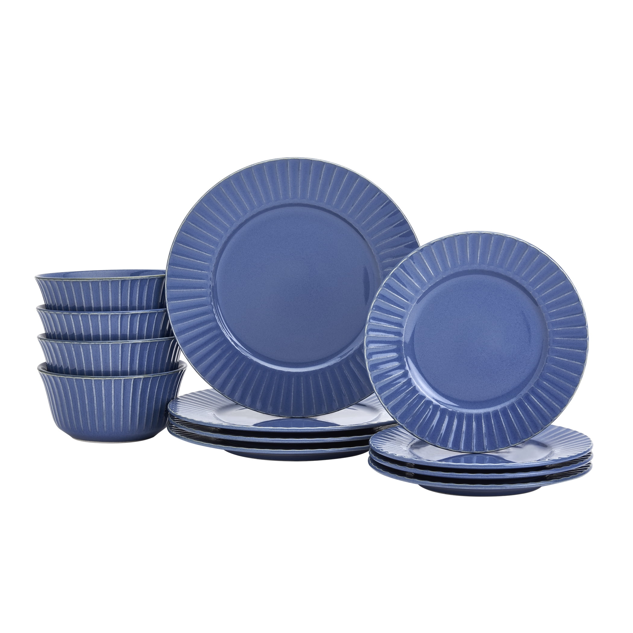 Tabletops Gallery Richmond 12-Piece Reactive Glaze Stoneware Dinnerware ...