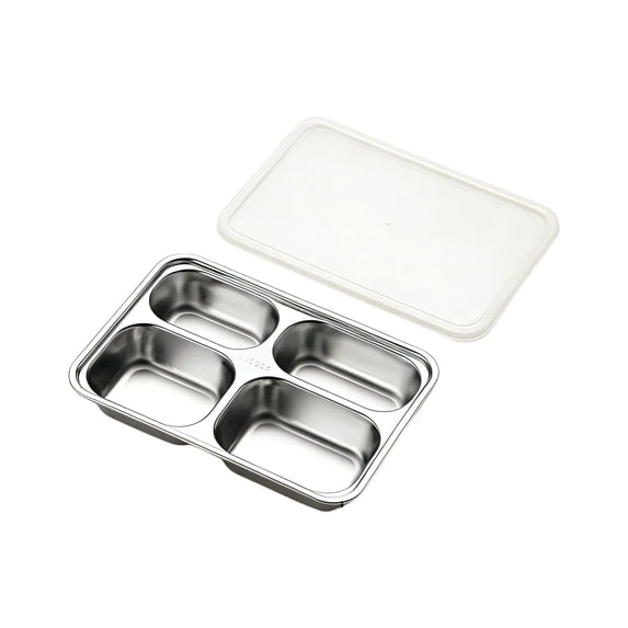 Tableware 304 Stainless Steel Dinner Plates for Cafeteria Use with Lids ...