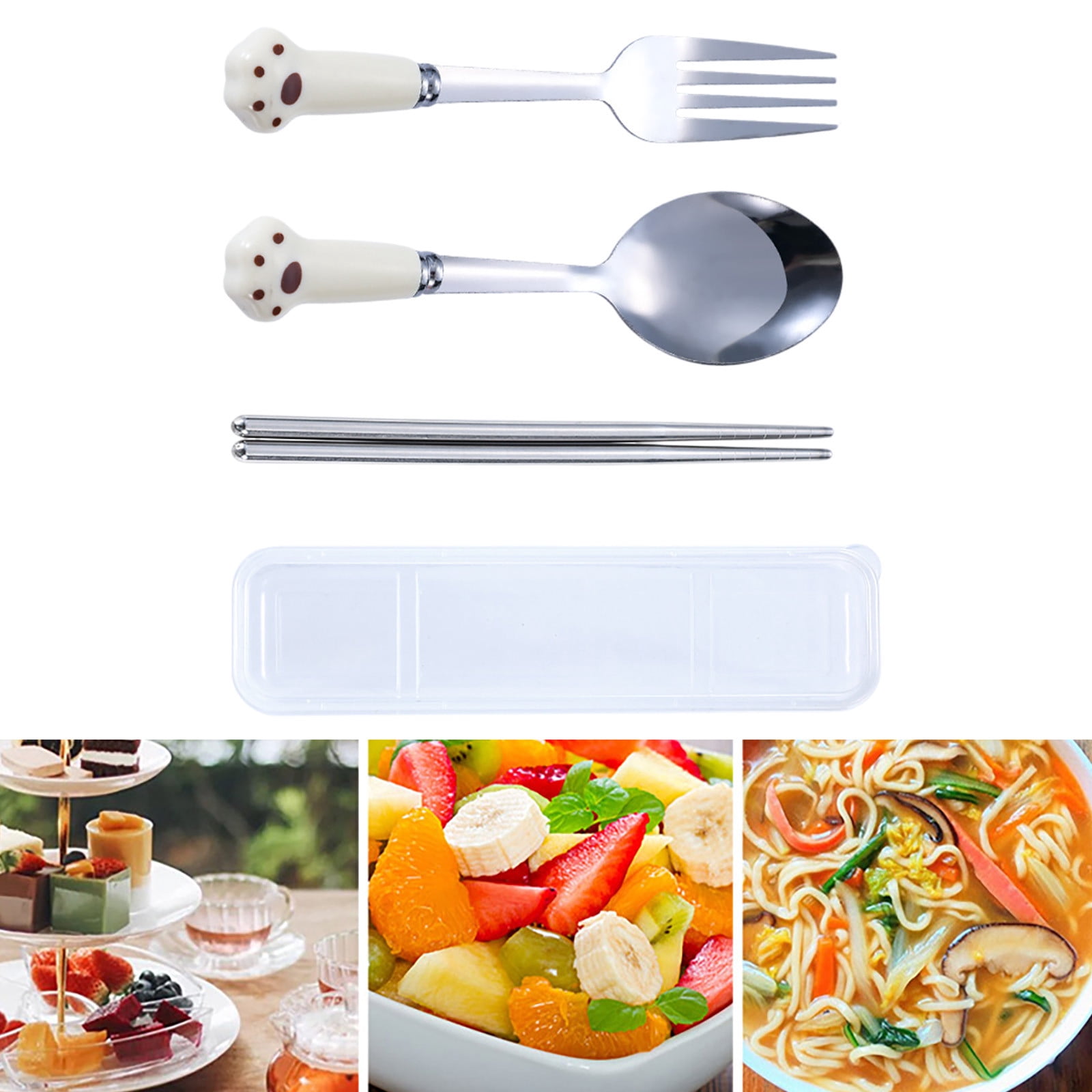 Tableware CatPaw Spoons and Forks Cat Chopsticks Set for Adults with ...