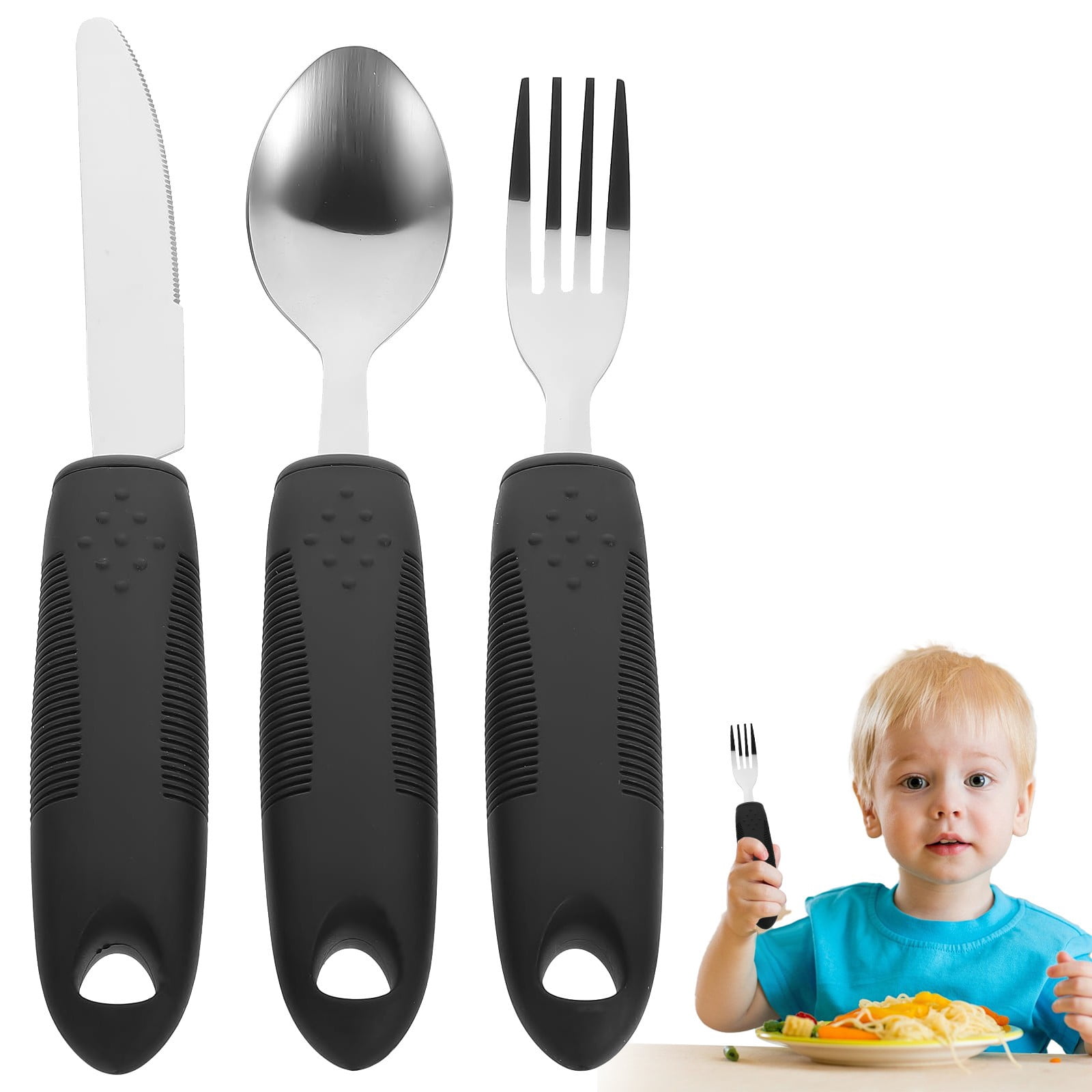 Tableware Stainless Anti Self Eating Utensil Set Ideal For Assisting ...