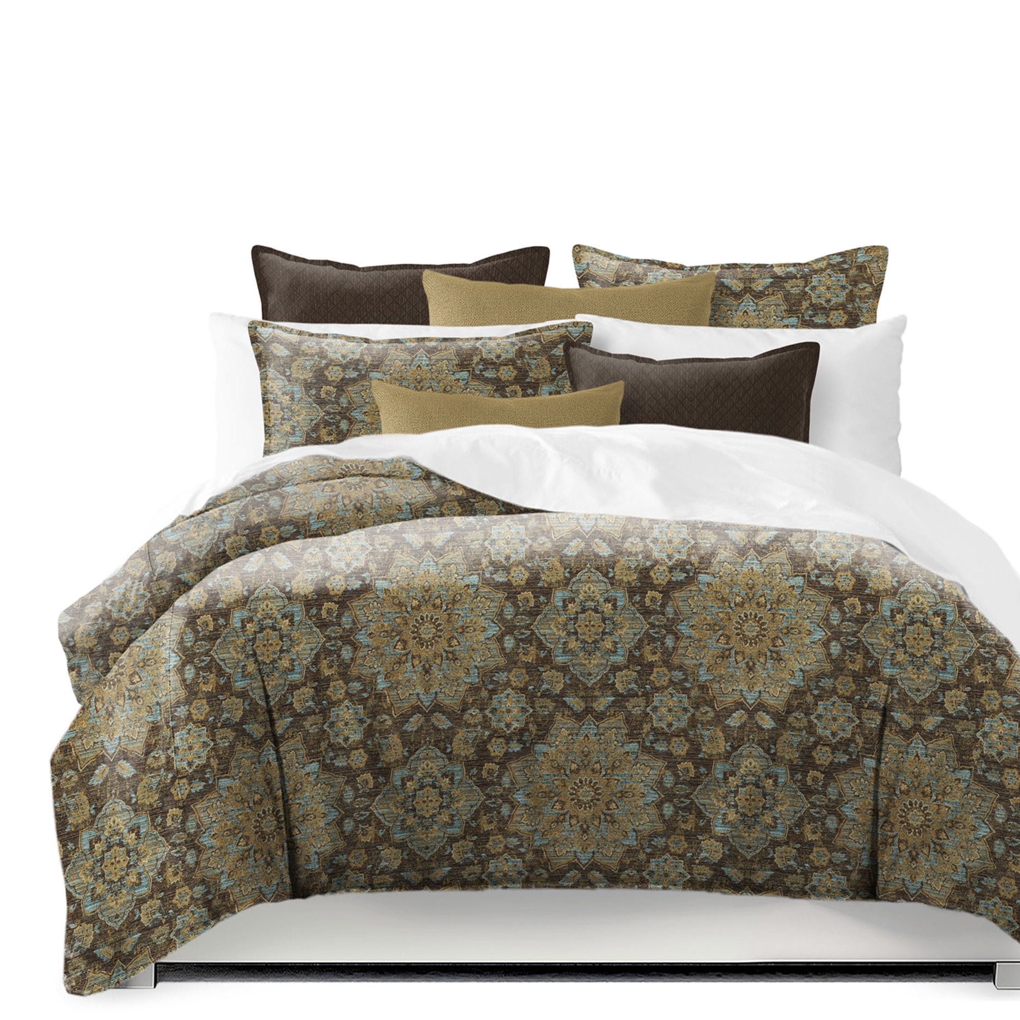 Tabriz Chocolate King Duvet Cover & 2 Shams Set, plus 2 bonus cushions ...