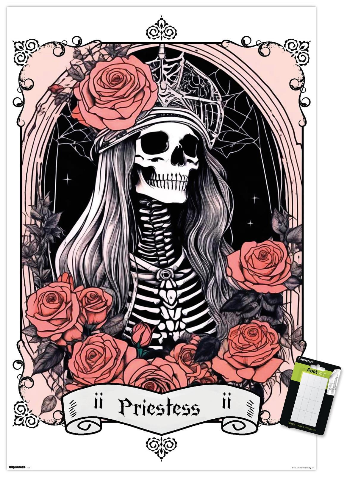 Tabz Jones - Skull and Roses Tarot High Priestess Wall Poster, 14.725 ...