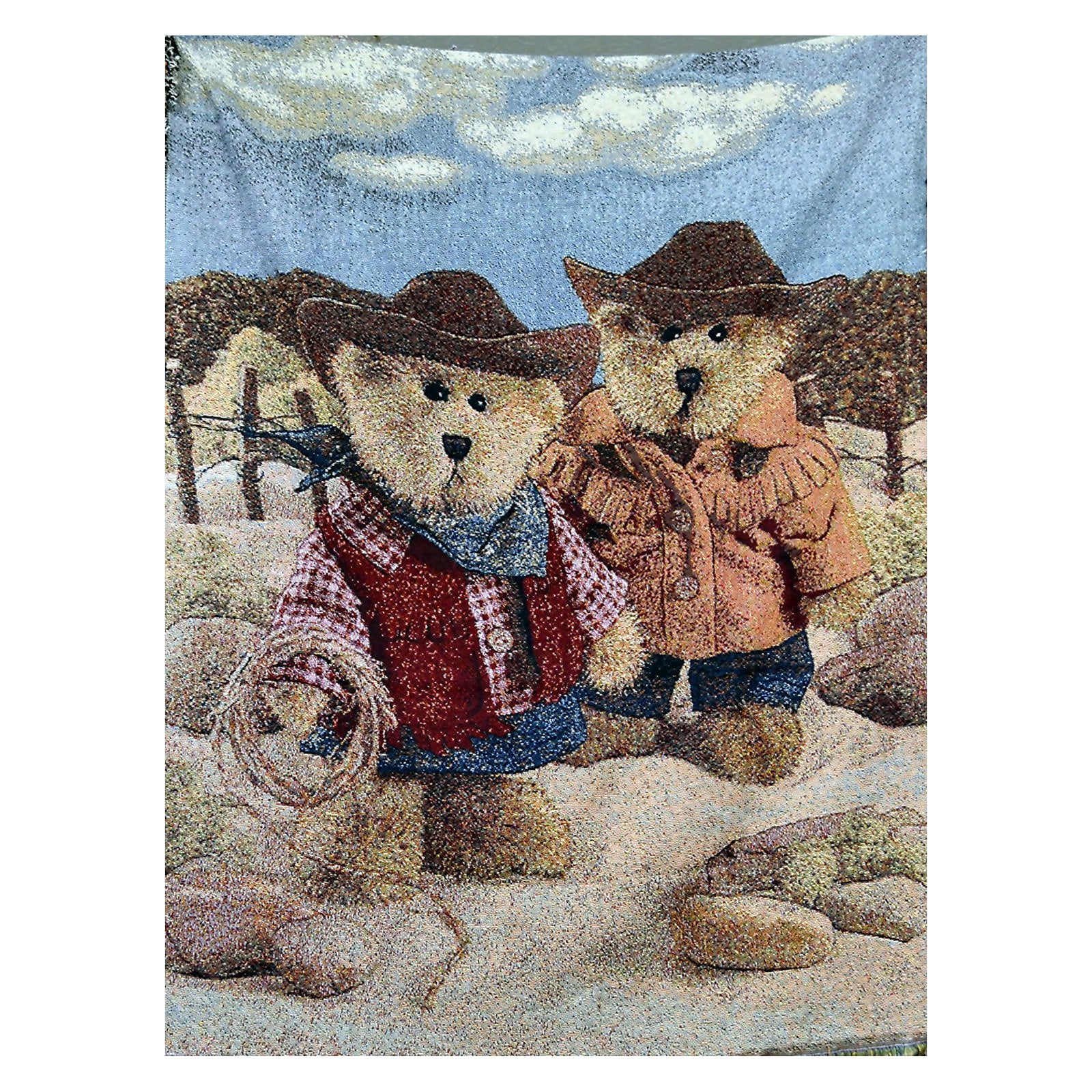 Tache Home Fashion Meanwhile in the West Cowboy Teddy Bear Tapestry ...