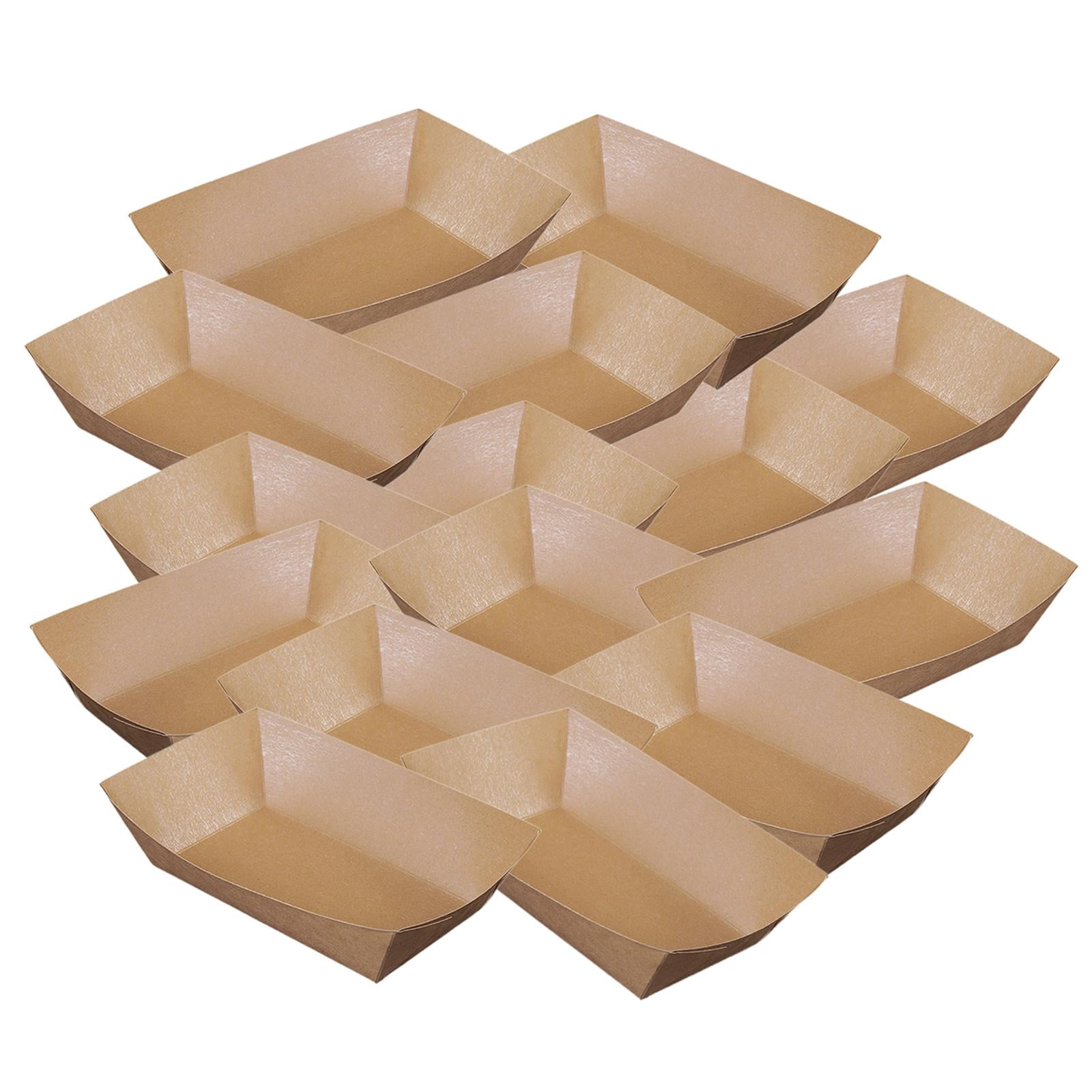 Tachiuwa 100 Pieces Kraft Paper Food Trays Take Out Food Serving Boats ...