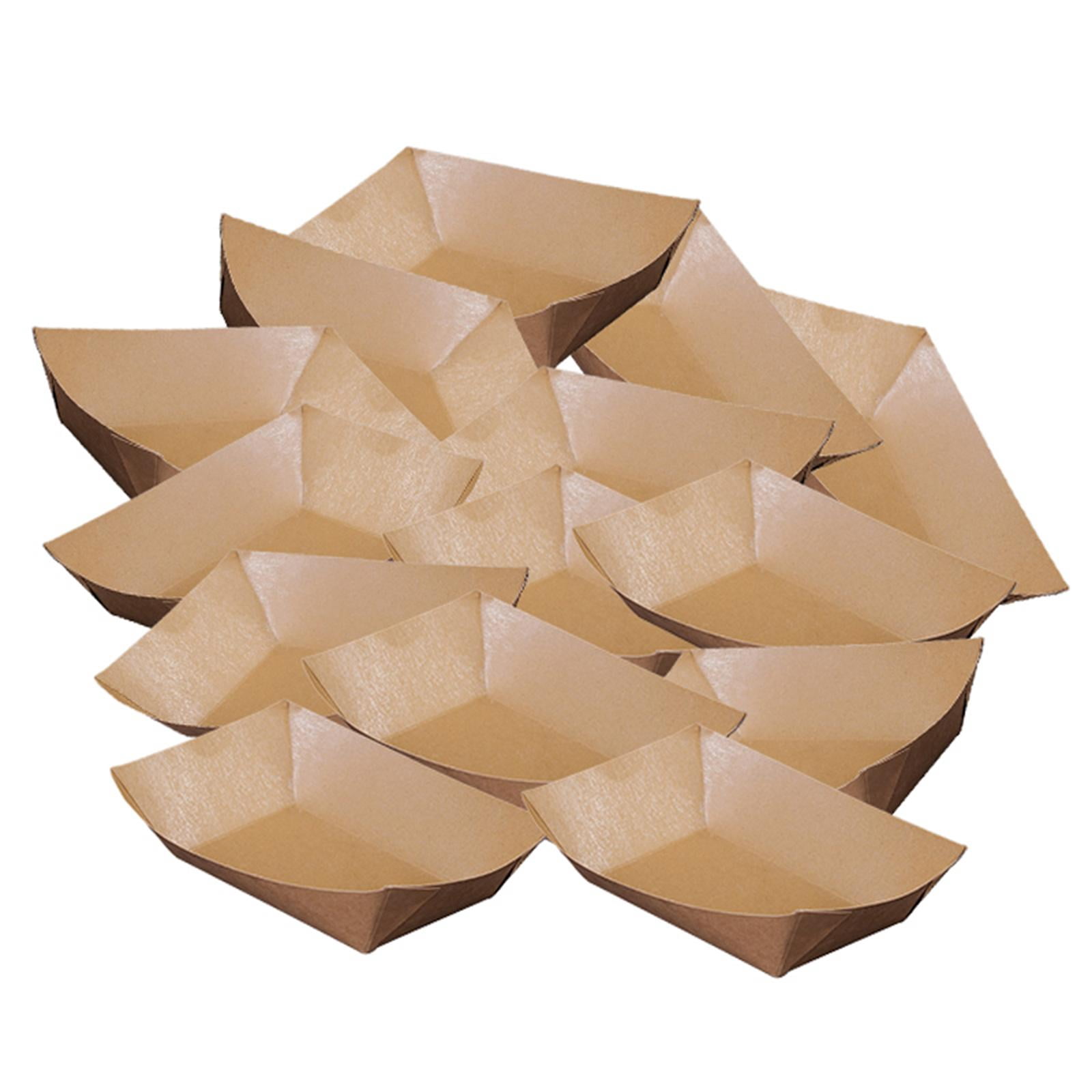 Tachiuwa 100 Pieces Kraft Paper Food Trays Take Out Food Serving Boats ...