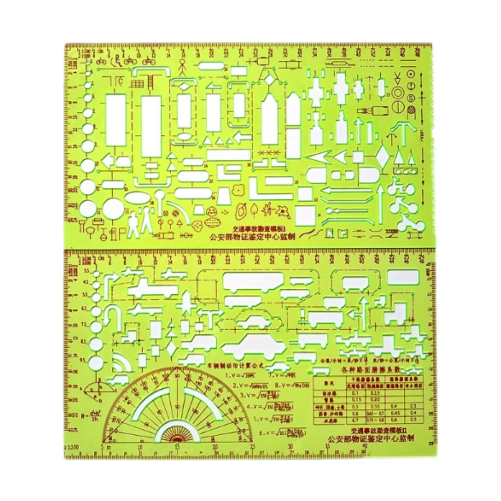 Tachiuwa 2Pcs Traffic Accident Drawing Ruler Accident Symbols, Survey ...