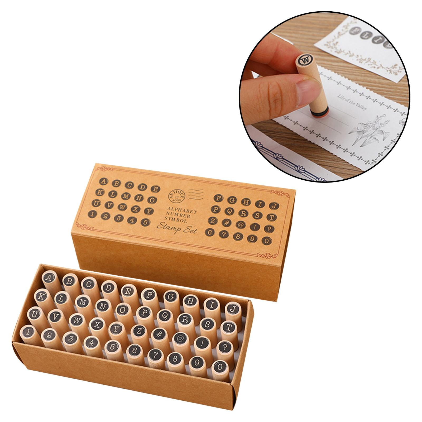 Tachiuwa 40 Pieces Alphabet Stamps Wood Rubber Stamps Cylinder Letter ...