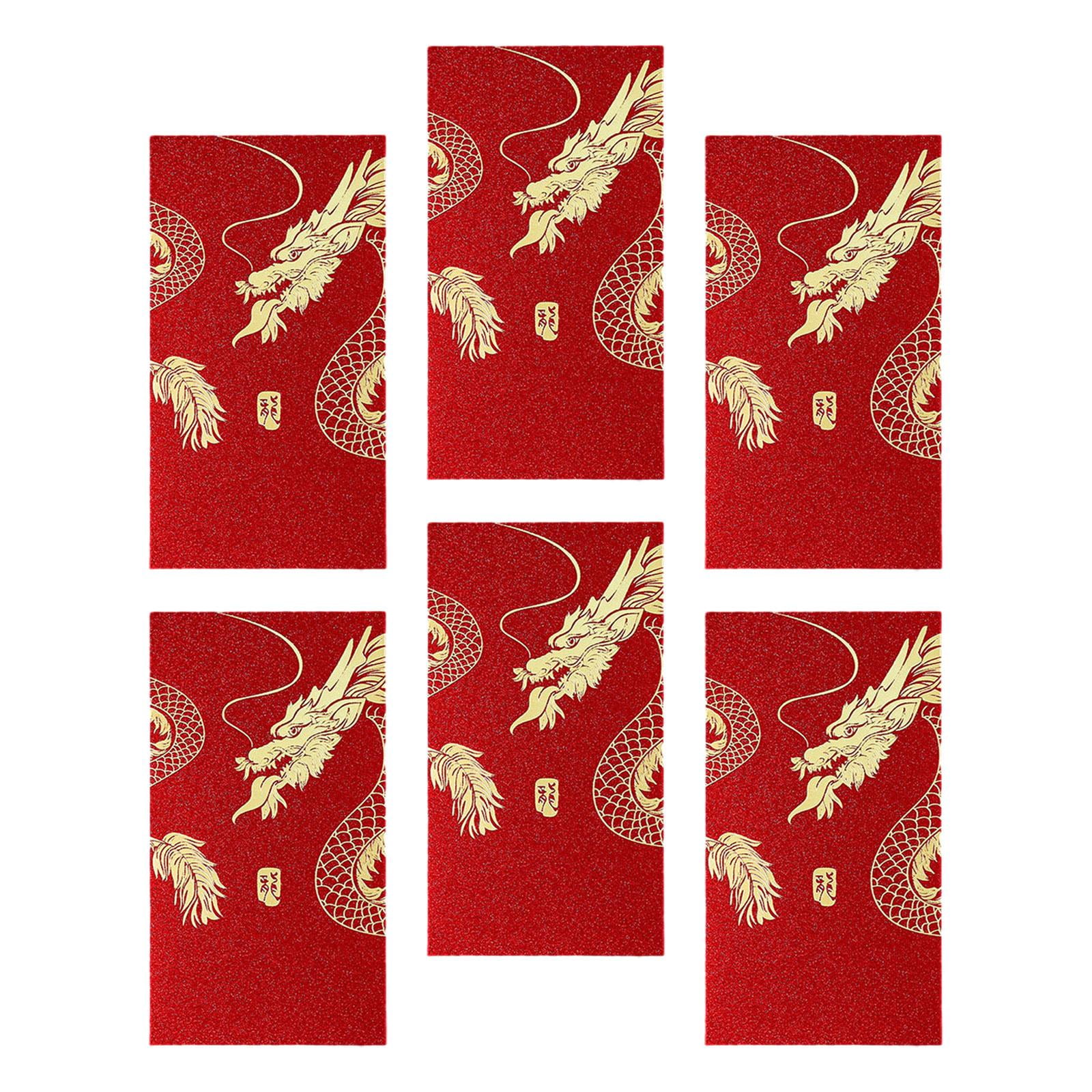 Tachiuwa 6Pcs Chinese Lunar New Year Red Envelopes Dragon Year Red ...