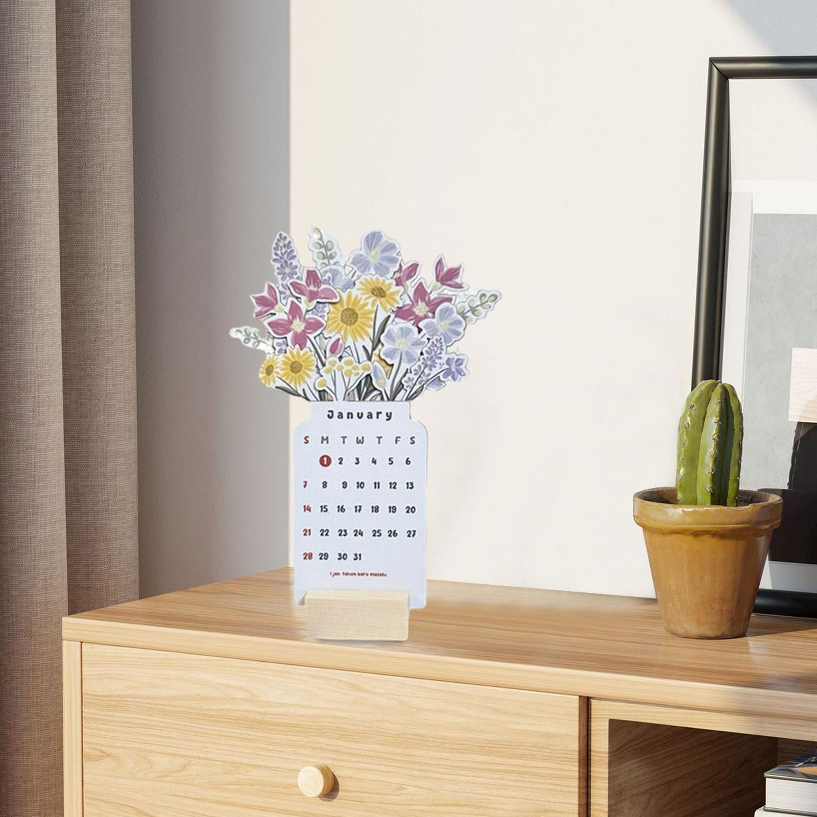 Tachiuwa Bloomy Flowers Desk Calendar 2025 Stand up Calendar Table ...
