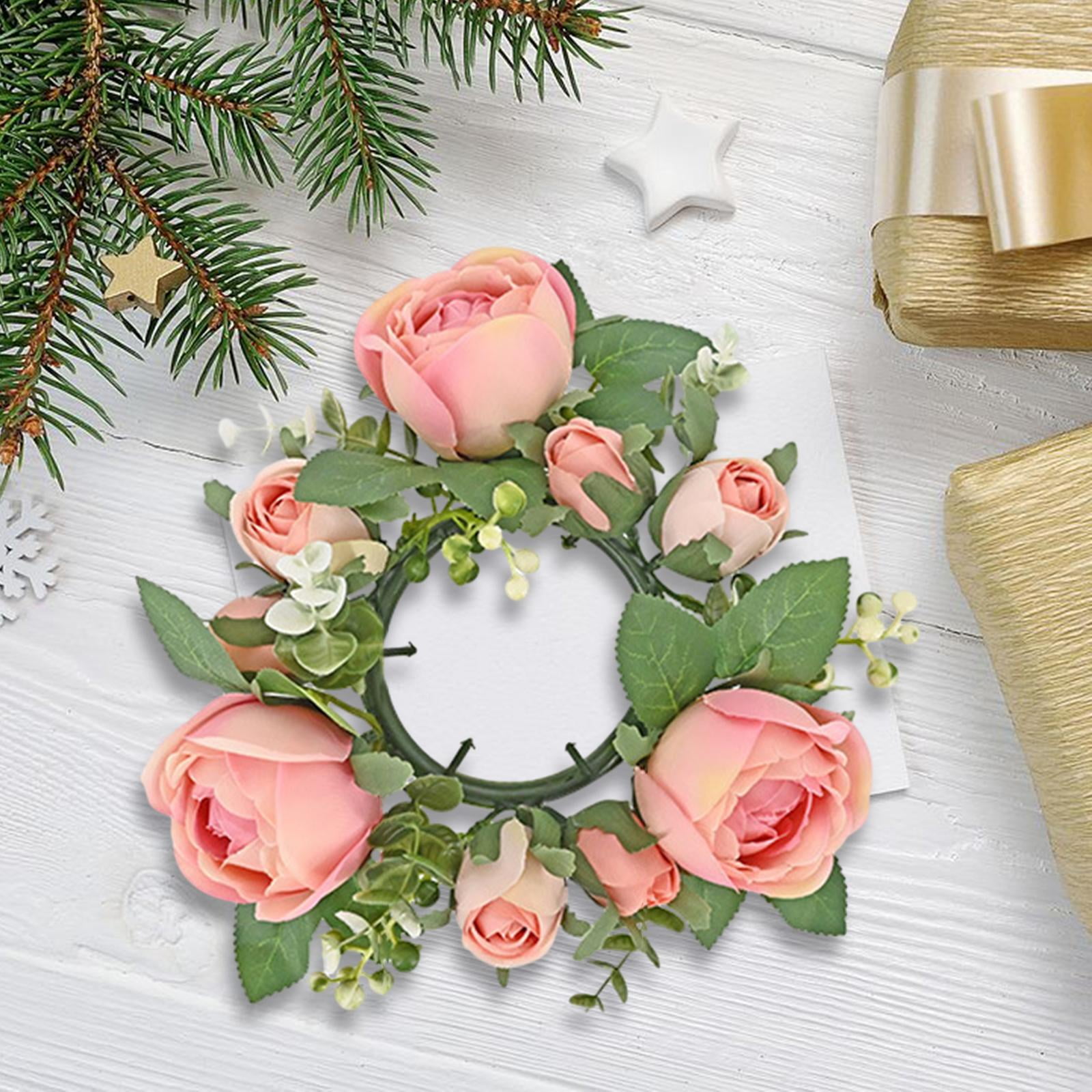 Tachiuwa Candle Artificial Wreath Greenery Rose Wreath Decorative ...