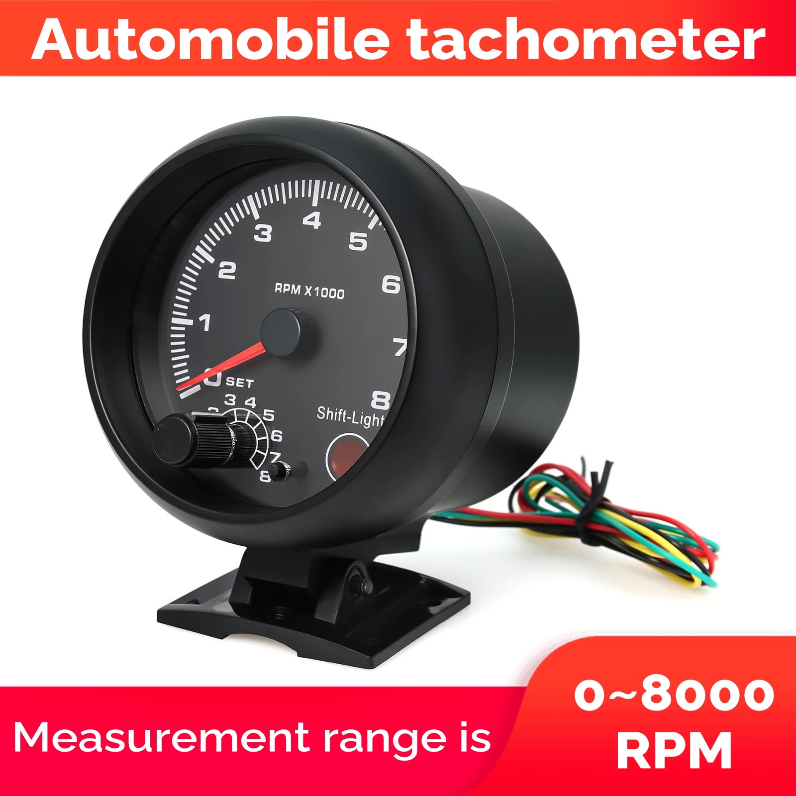Tachometer,0-8000 Rpm Car Universal Inter 3.75'' Inter 0-8000 Buzhi 3 ...