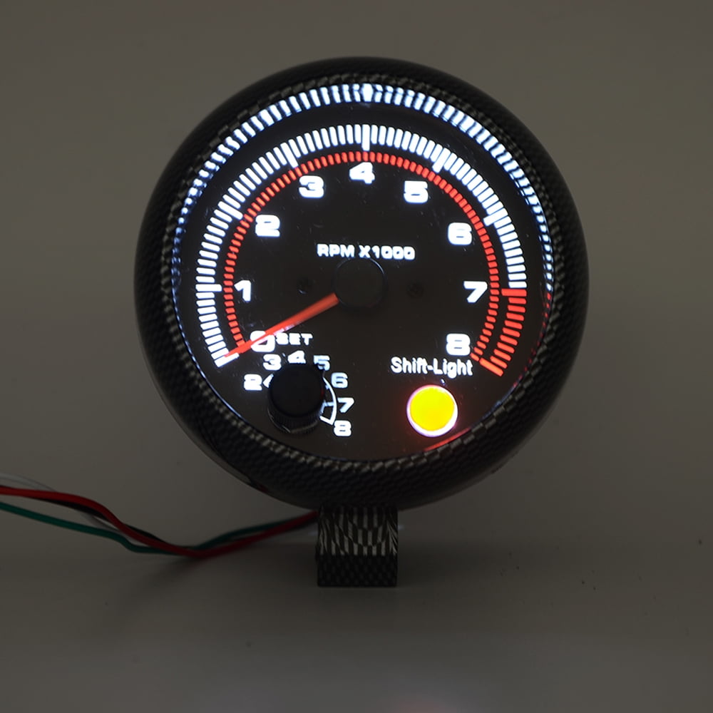 Tachometer,Car Universal Carbon Fibre White Inter Carbon Fibre White 3. ...