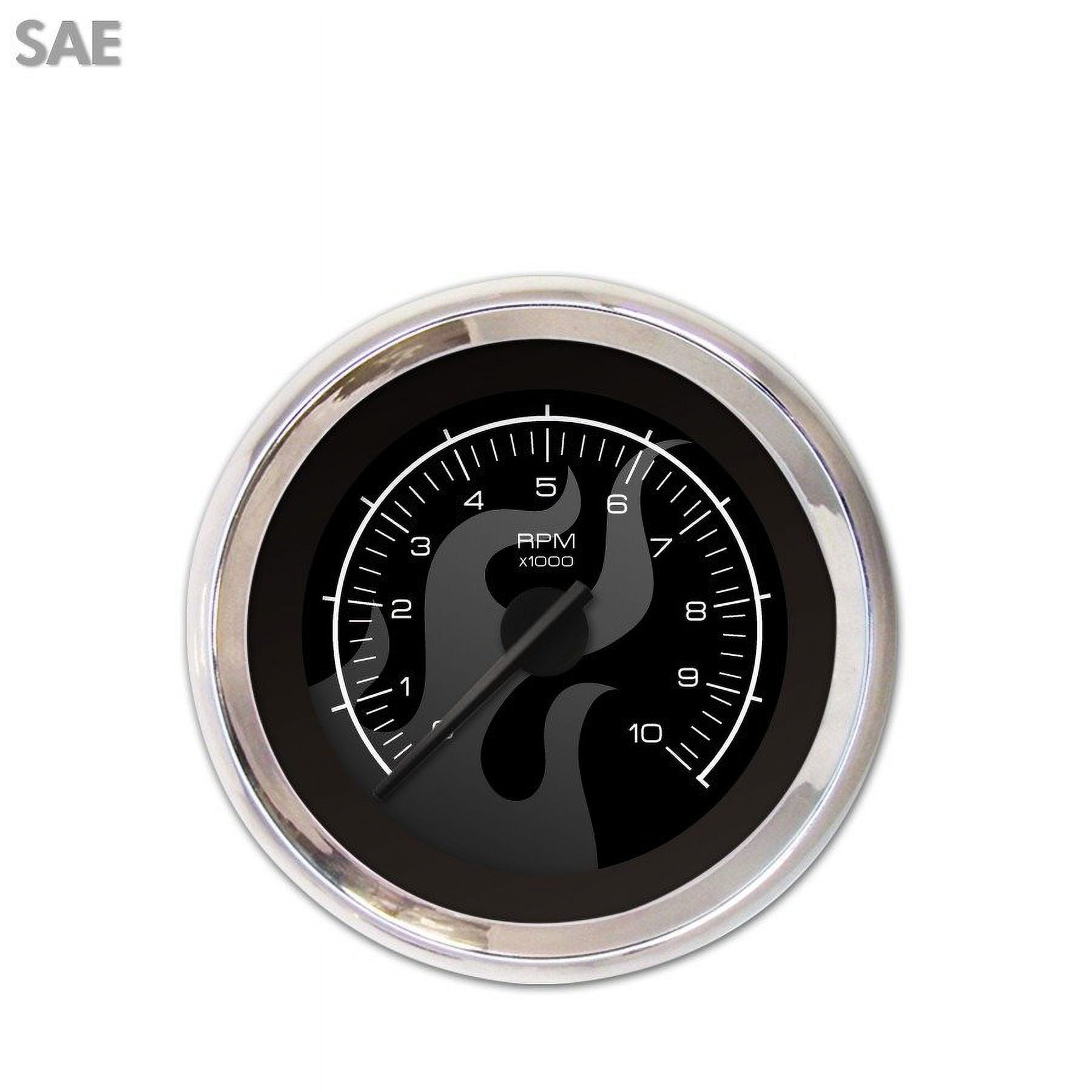 Tachometer Gauge - Ghost Flame Black, Black Modern Needles, Chrome Trim ...
