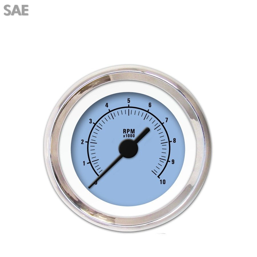 Tachometer Gauge-Rider Blue Black Vintage Needles Chrome Trim Rings ...