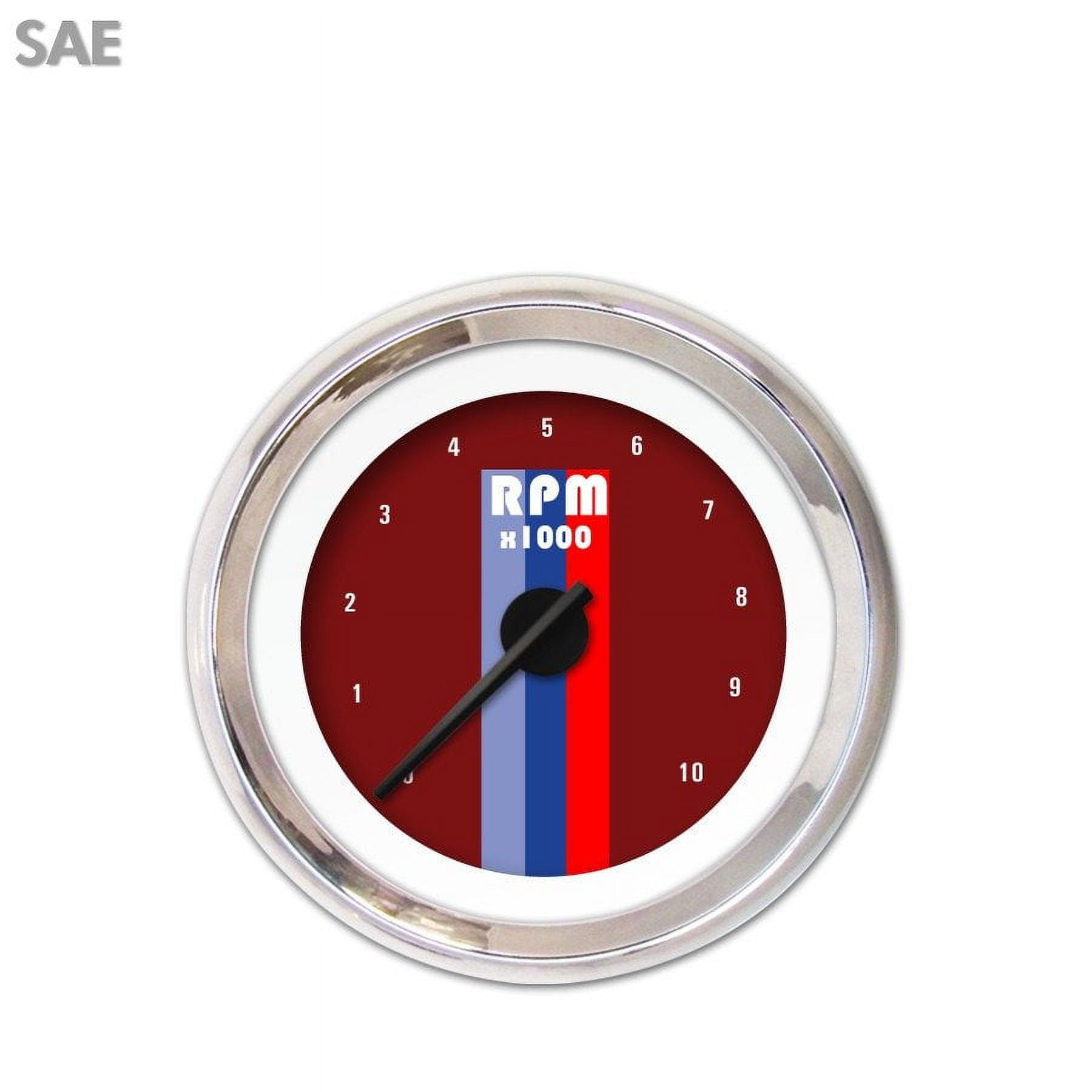 Tachometer Gauge - Vintage Autobahn Red , Black Modern Needles, Chrome ...
