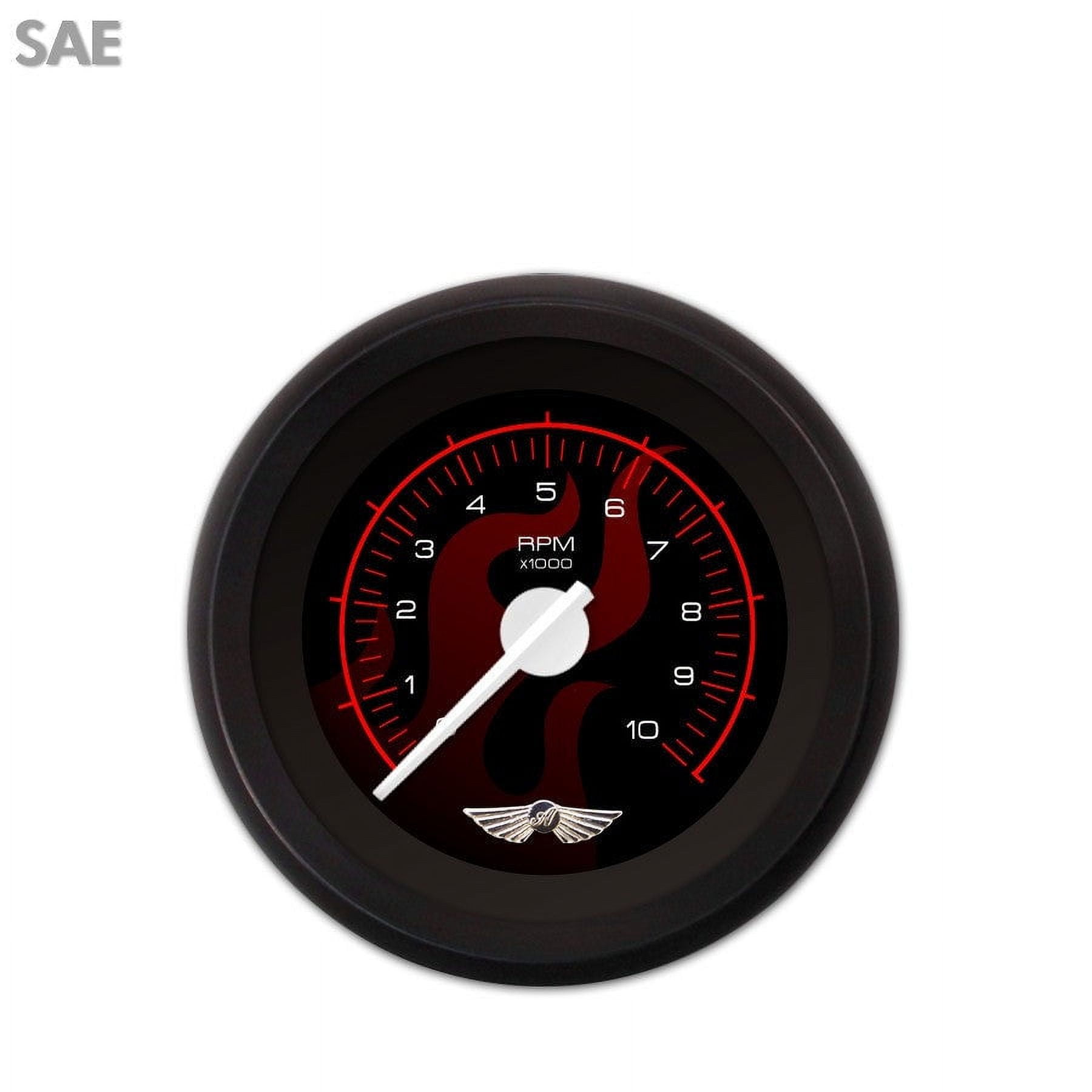 Tachometer Gauge w emblem-Ghost Flame Black Red Flame White Modern ...