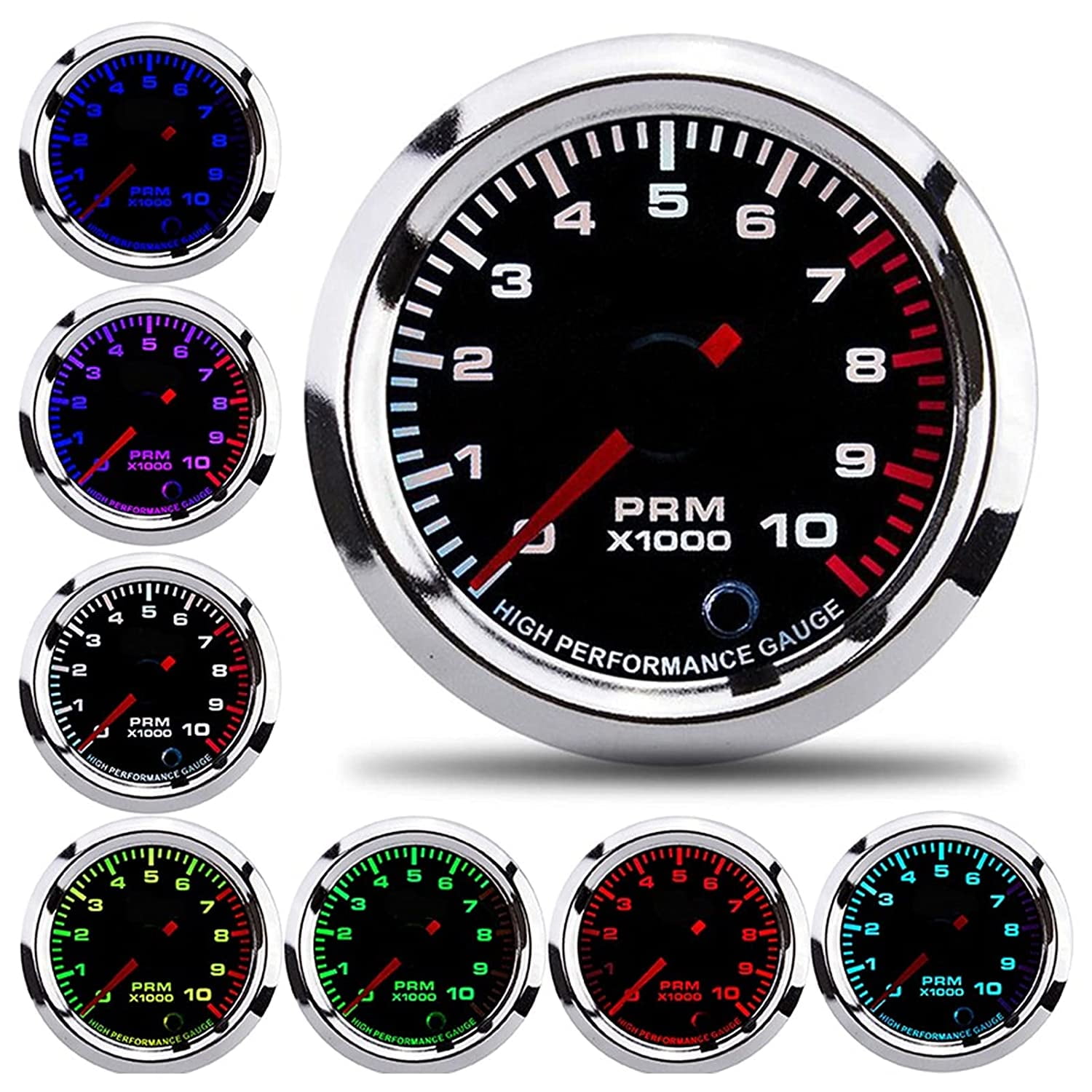 Tachometer Tacho Gauge, 52mm/2in Universal 7 Colors Tachometer ...