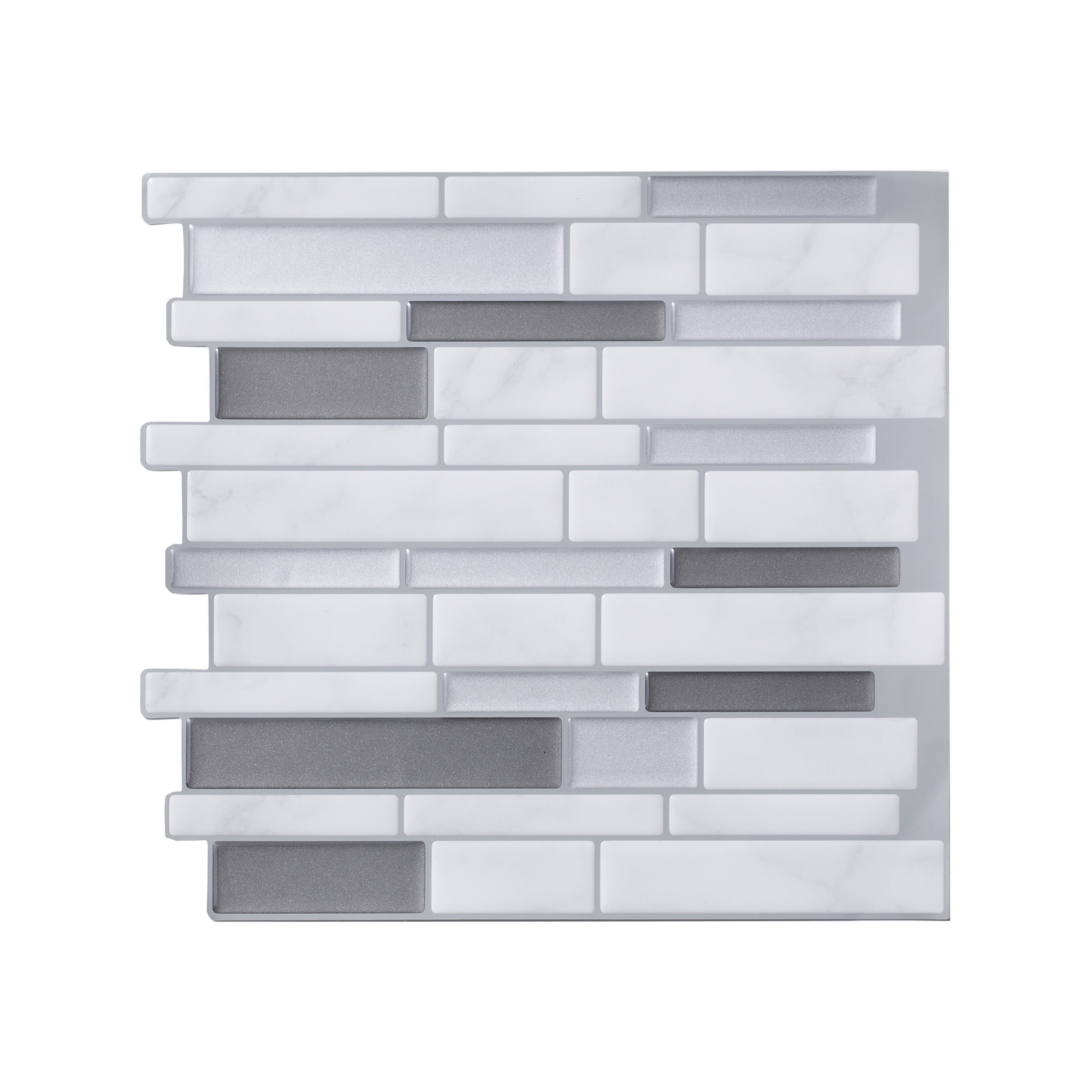 Tack Tile Peel & Stick Vinyl Backsplash Thick Mosaic Grey (Pack of 3 ...
