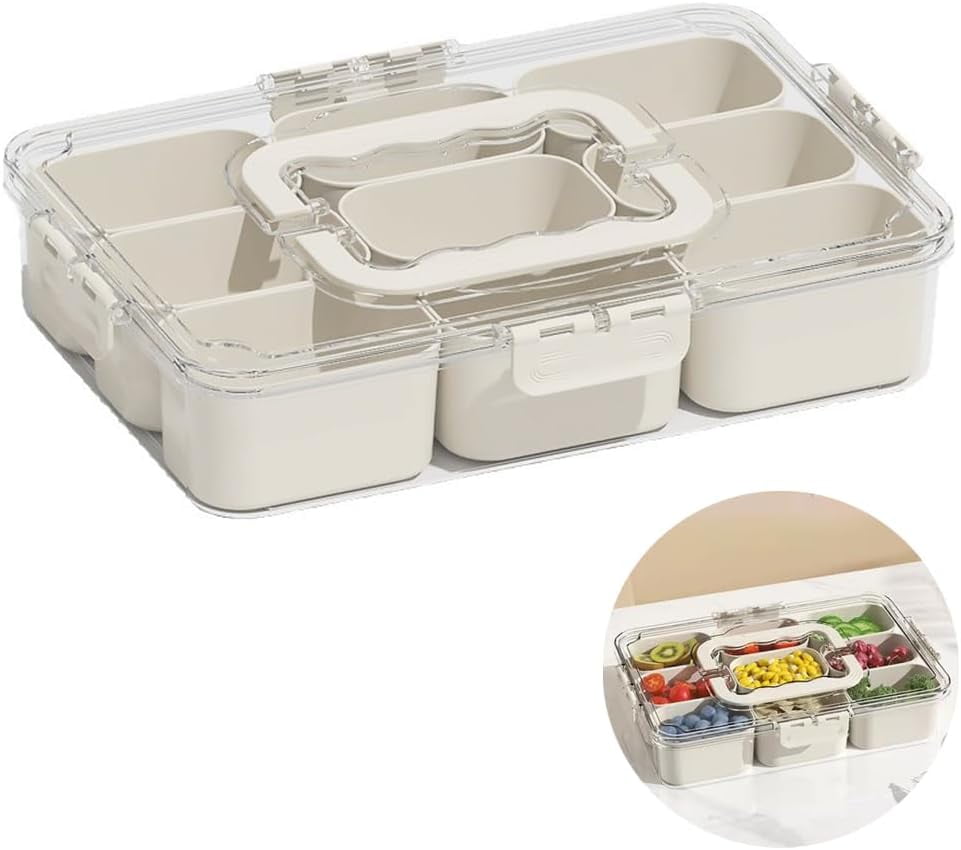 Tackle Box For Snacks, Divided Serving Tray With Lid And Handle, 9 ...