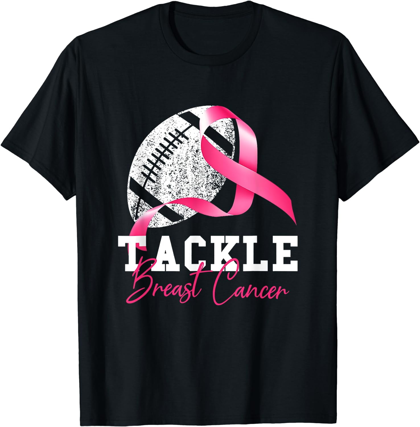 Tackle Breast Cancer Football Survivor Pink Ribbon Awareness T-Shirt ...