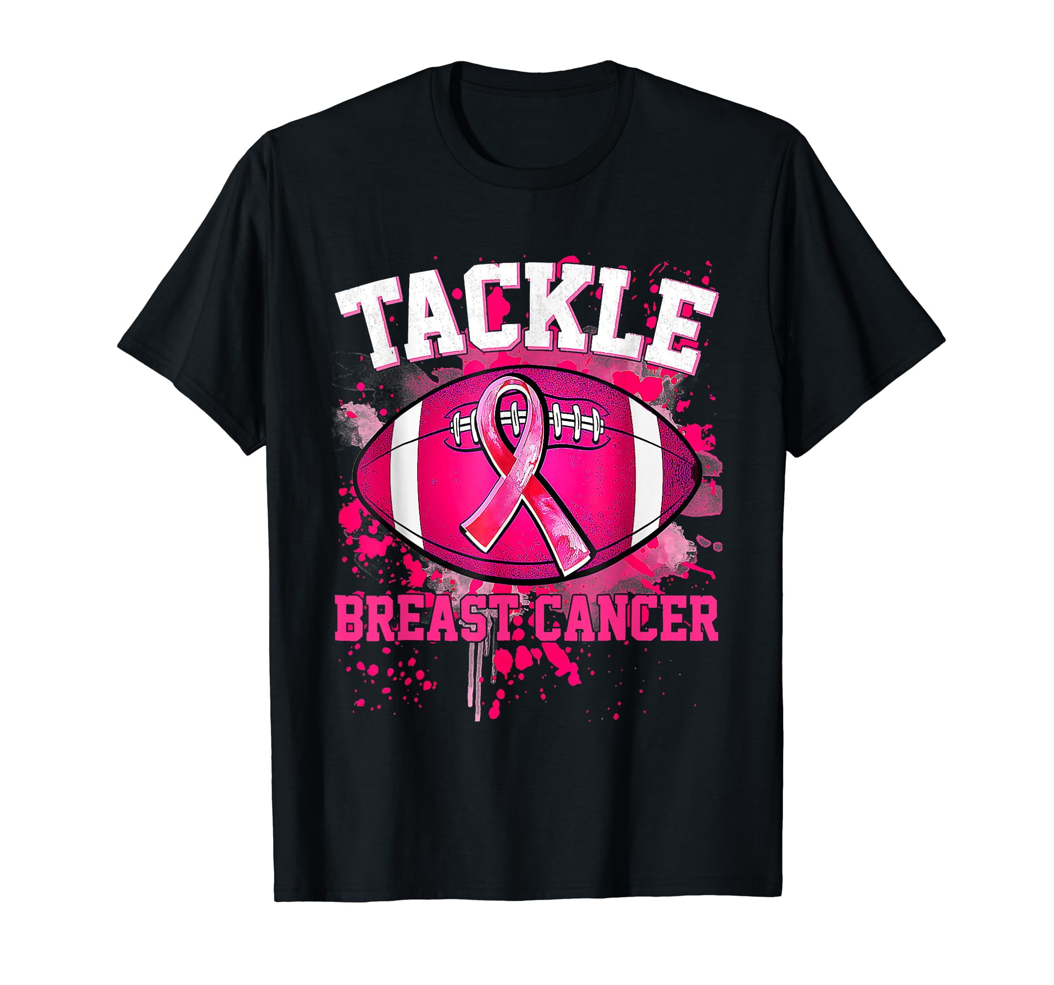 Tackle Football Pink Ribbon Breast Cancer Awareness Boys Kid T-Shirt ...