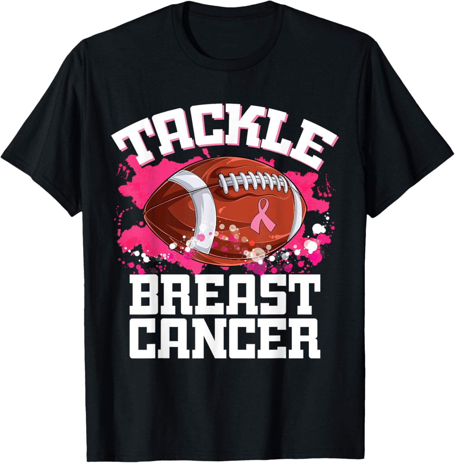 Tackle Football Ribbon Breast Cancer Awareness Boys Kid T-Shirt ...
