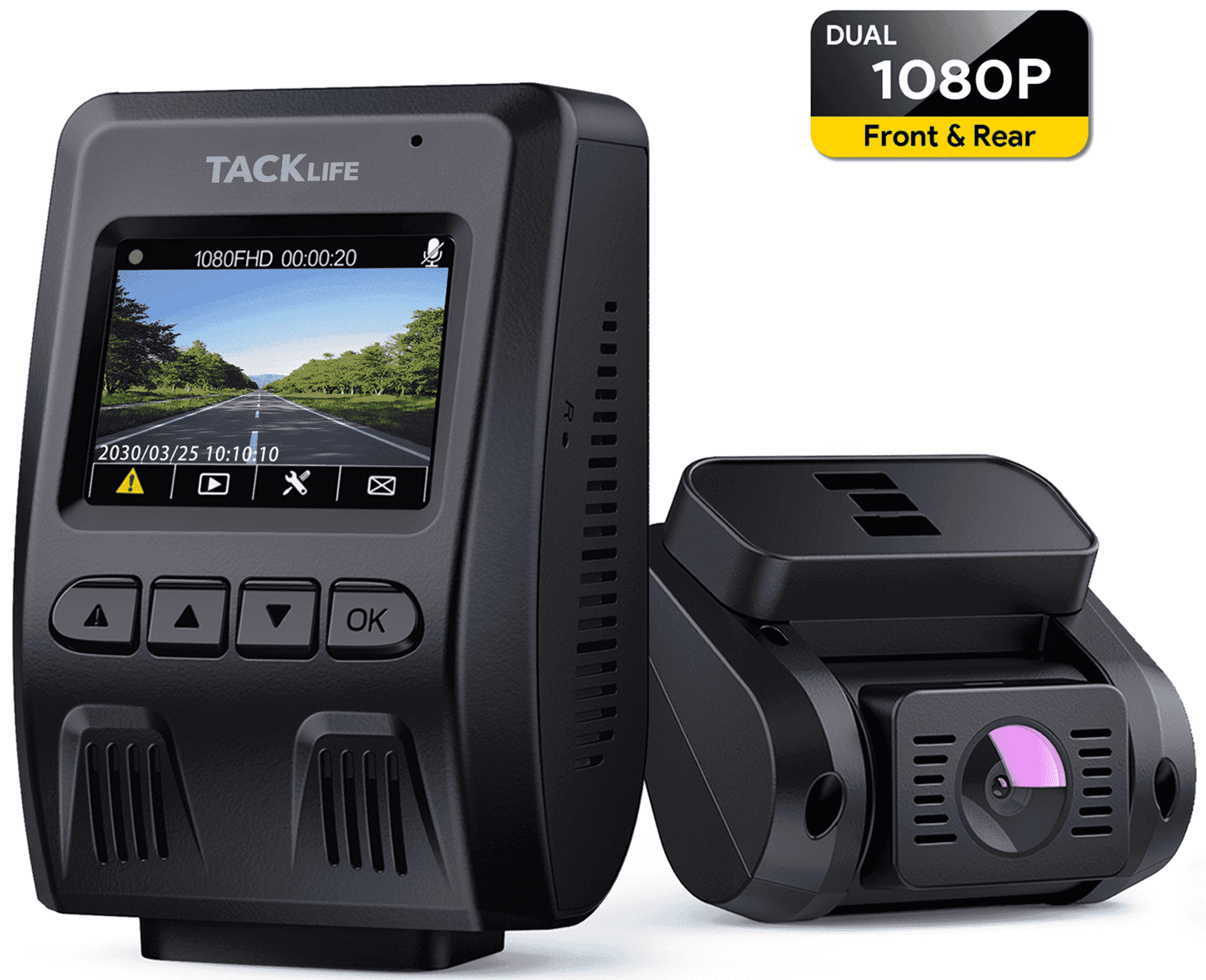 Tacklife Dash Cam Front and Rear, 1080p Full HD Dash Camera with Night ...