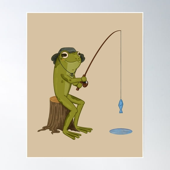 Tacky Fishing Frog Poster Wall Art, Modern Wall Decor, 24x36 UNFRAMED ...