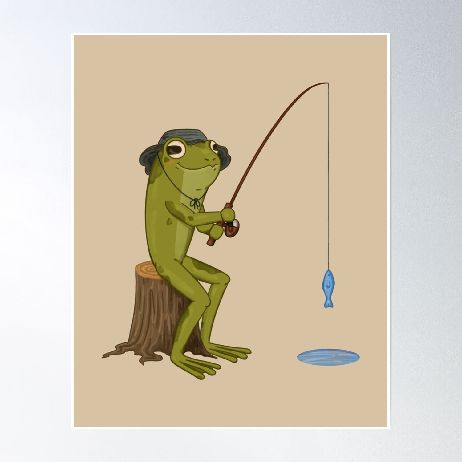Tacky Fishing Frog Poster Wall Art, Modern Wall Decor, 8x12 UNFRAMED ...