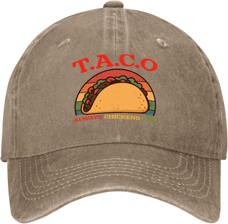 Taco Always Chickens Out Hats for Mens Funny Washed Distressed Baseball ...