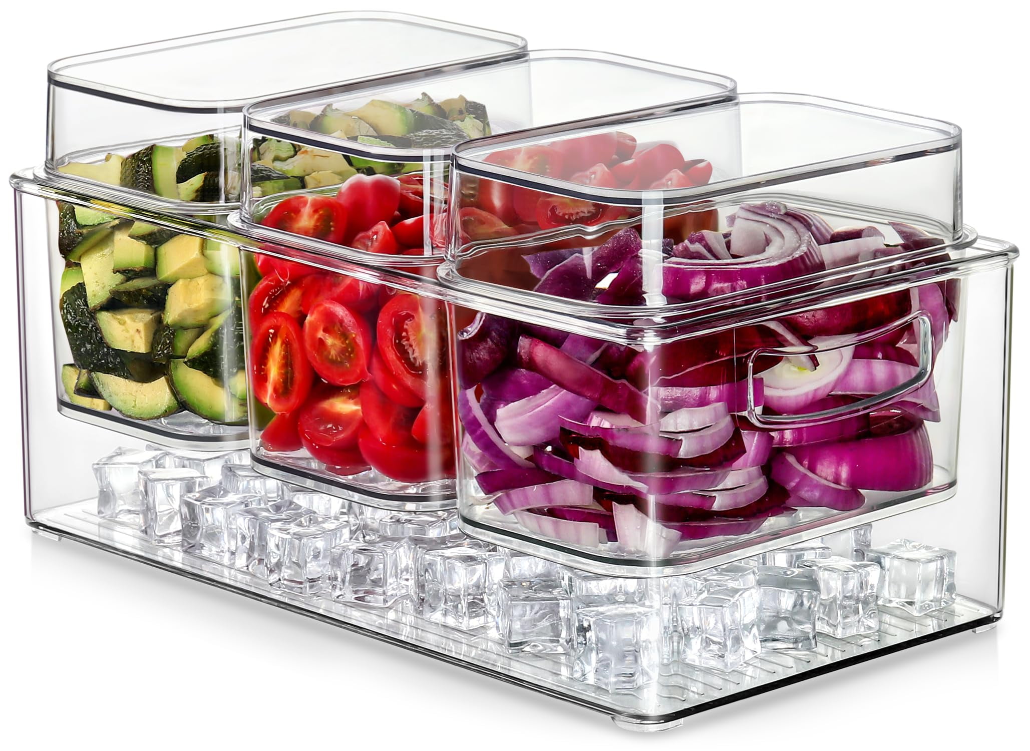 Taco Bar Serving Set for Parties with 3 Containers 50 Oz, Chilled ...