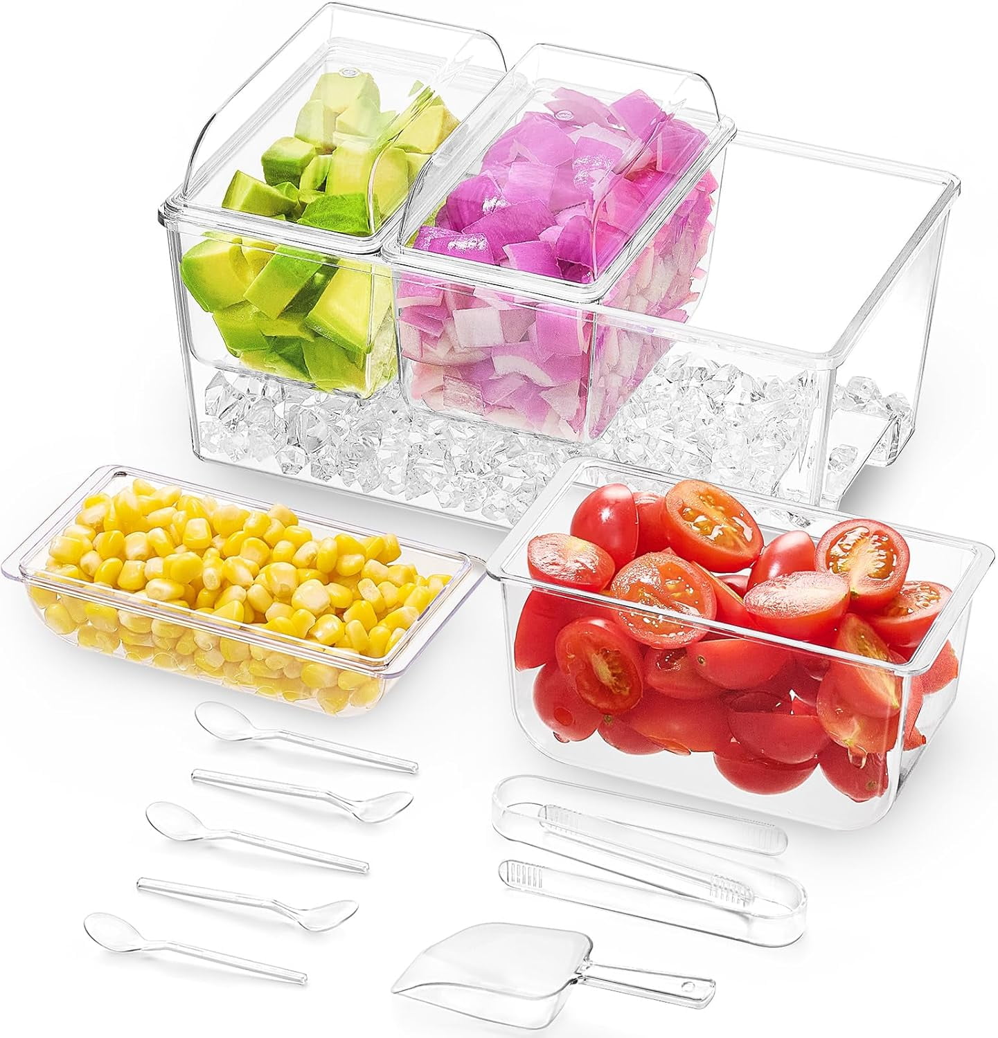Taco Bar Serving Set for Party with 3 Containers(2.5 Cup) & Components ...