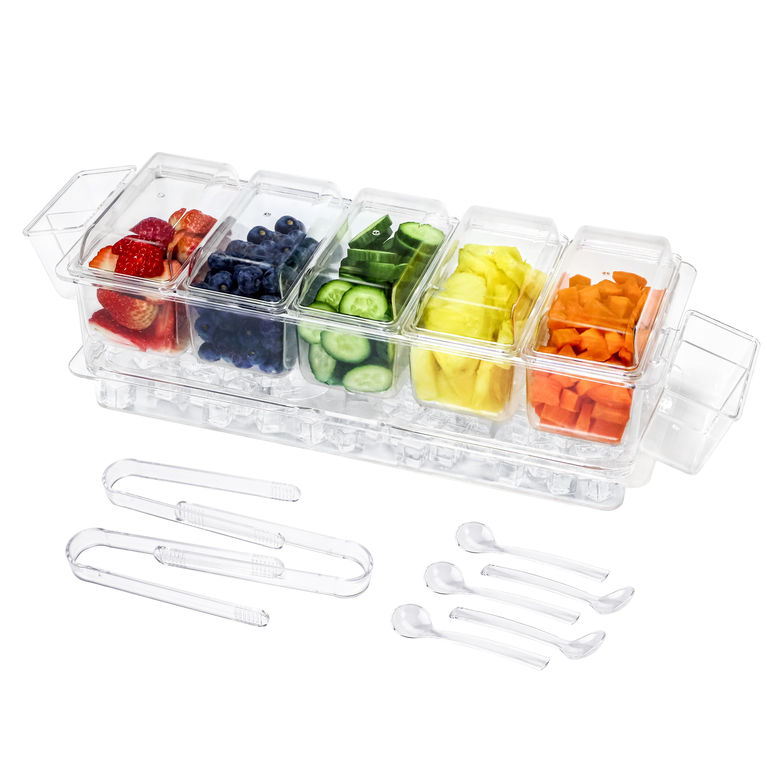 Taco Bar Serving Set with Ice Storage Layer, 5 Sealable Containers 2 ...