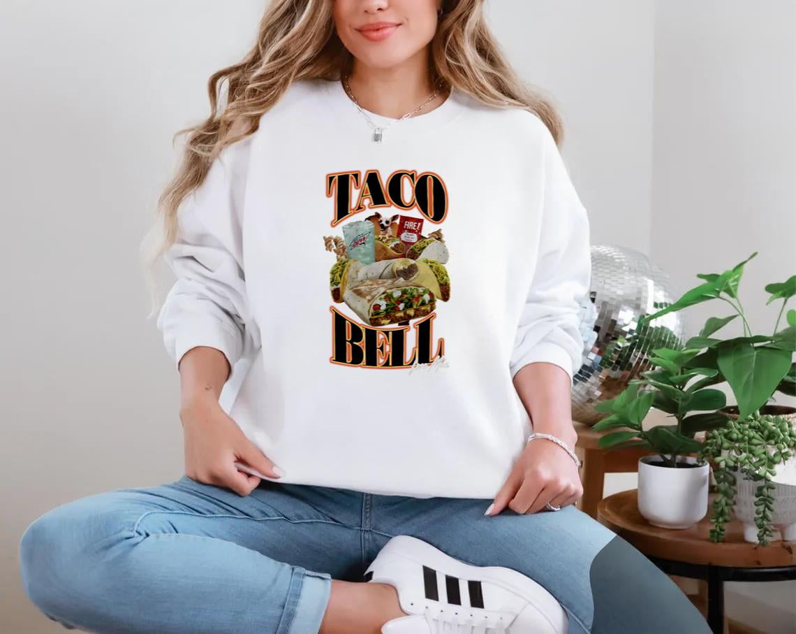 Taco Bell 90s Bootleg Retro Fast Food Pop Culture Humor Fan Sweatshirt ...