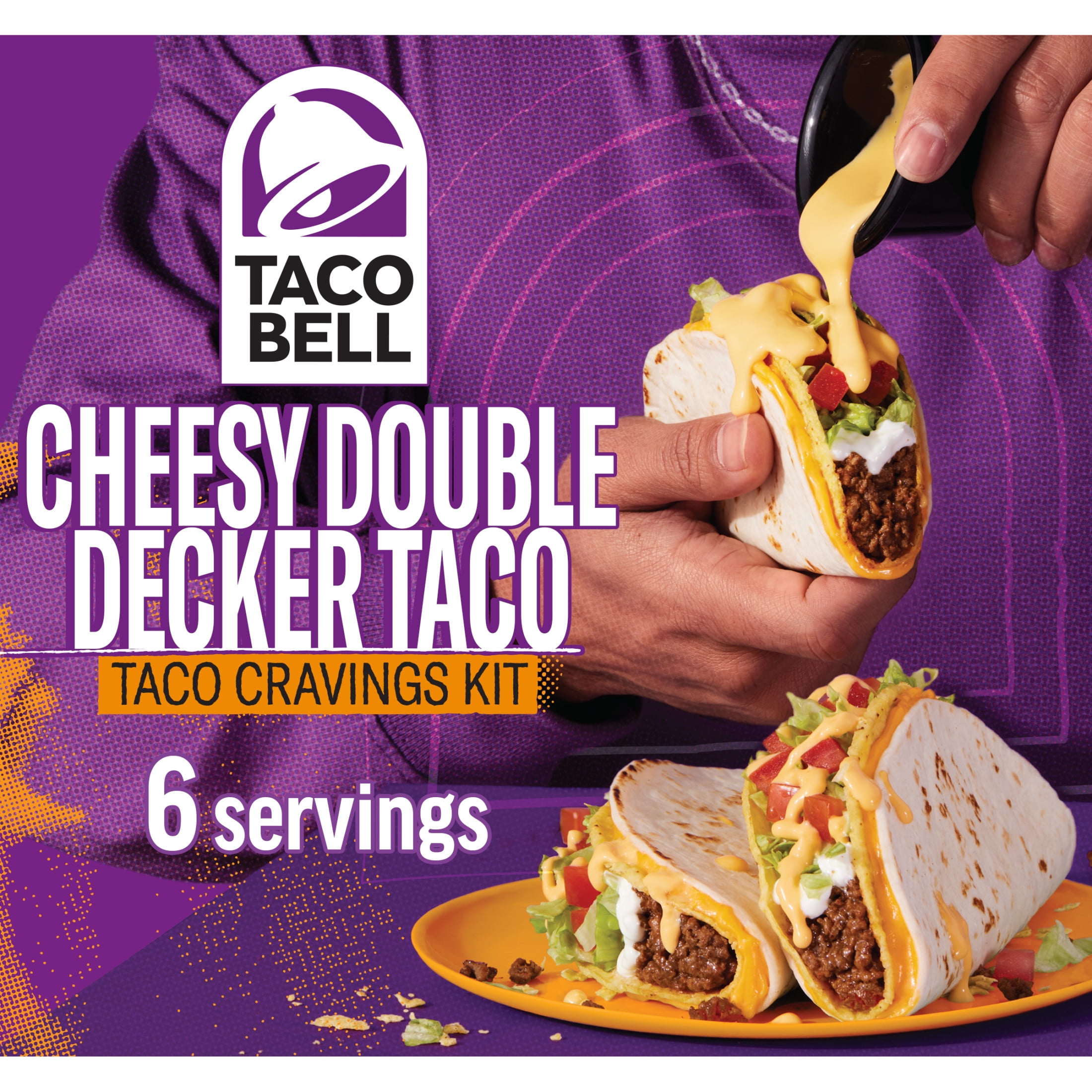 Taco Bell Cheesy Double Decker Taco Dinner Kit with 6 Soft Tortillas, 6 ...