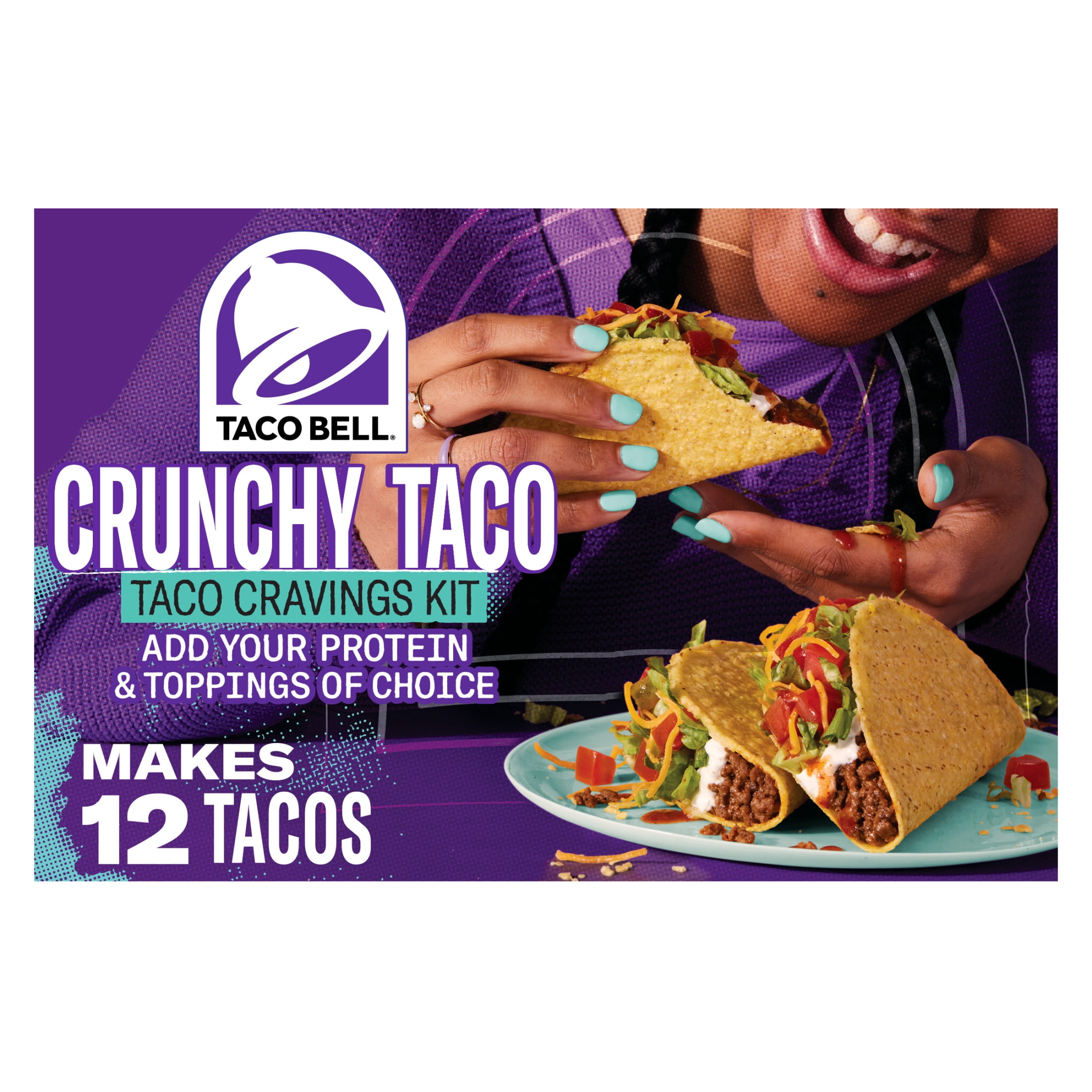 Taco Bell Dinner Meal Kit - 12 Crunchy Tacos, Mild Sauce & Seasoning, 8 ...