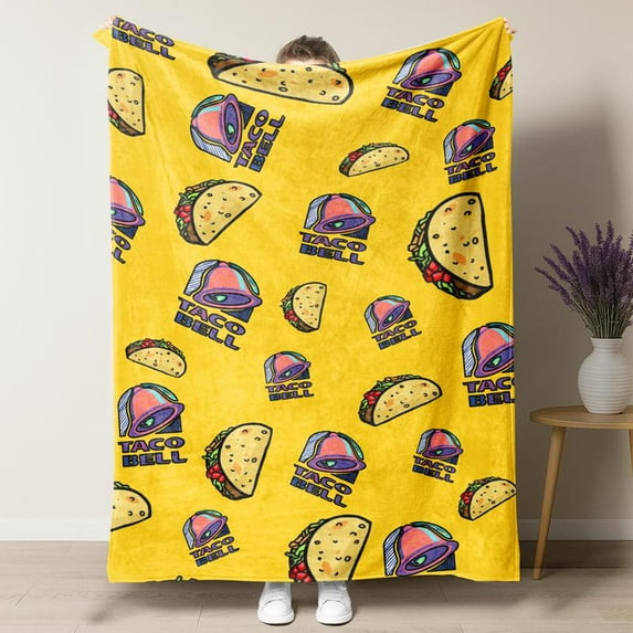 Taco Bell Cute Themed Blanket Featuring Vibrant Food print Blanket ...