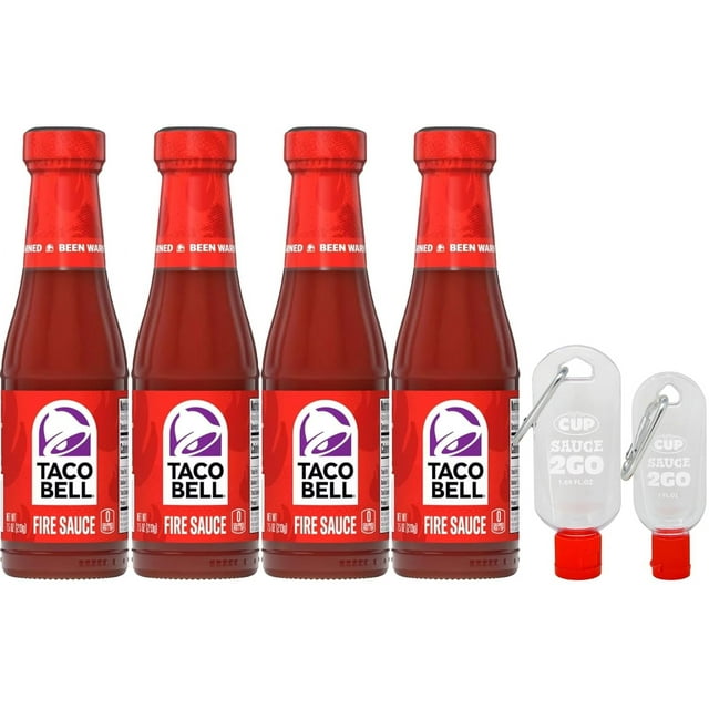 Taco Bell Fire Sauce 7.5 Ounce Pack of 4. with 2 Go Keychains 1.69 Fl ...