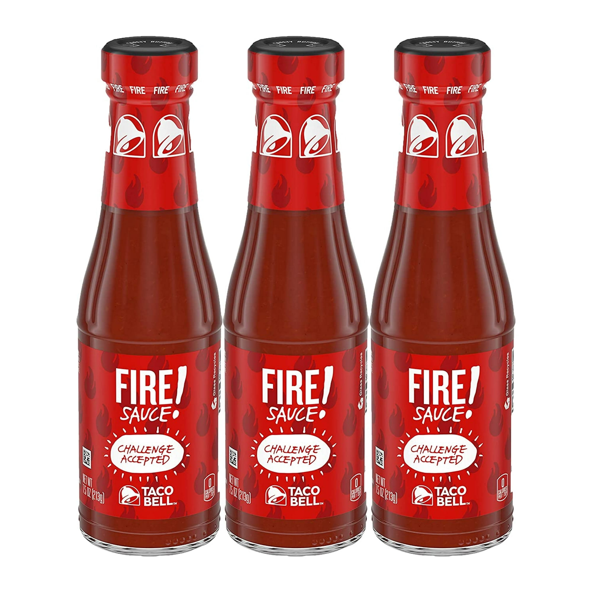 Taco Bell Fiery Fire Sauce, 7.5 OZ Glass Bottle, Pack of 3 - Walmart.com