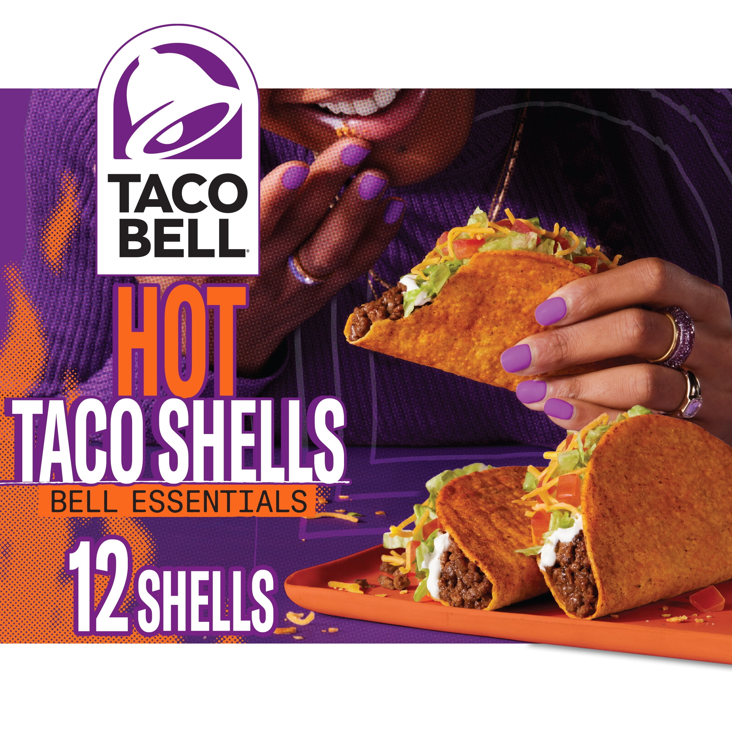 Taco Bell Hot Seasoned Flavor Crunchy Taco Shells, 12 ct, 4.8 oz Box ...