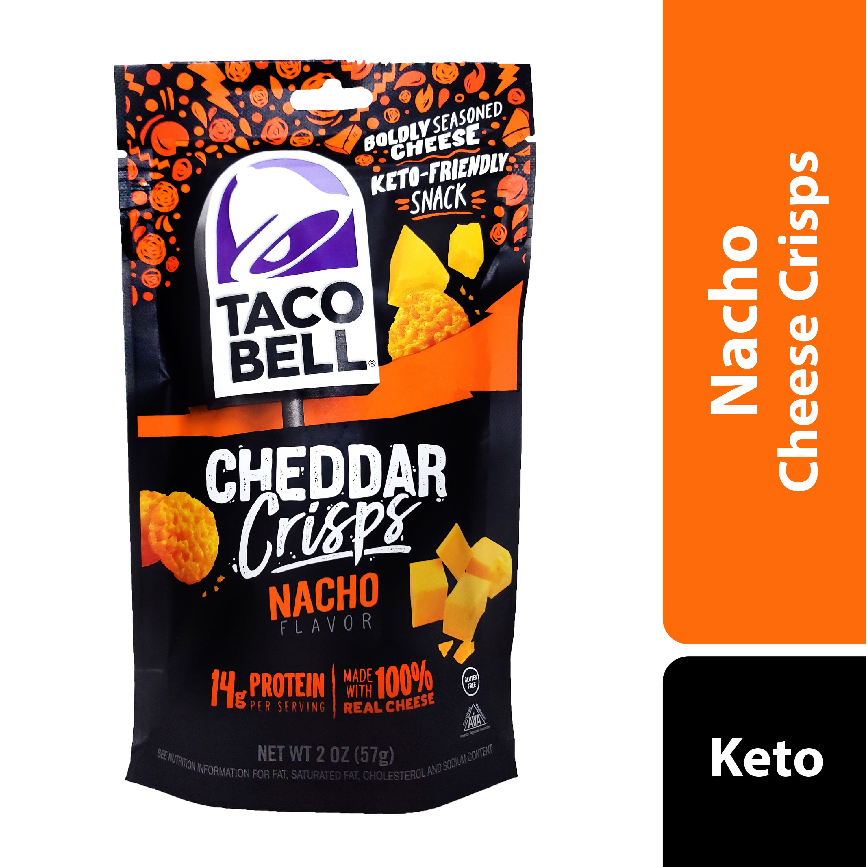 Taco Bell, Keto Friendly, Nacho Flavor Cheddar Cheese Crisp Crackers, 2 ...